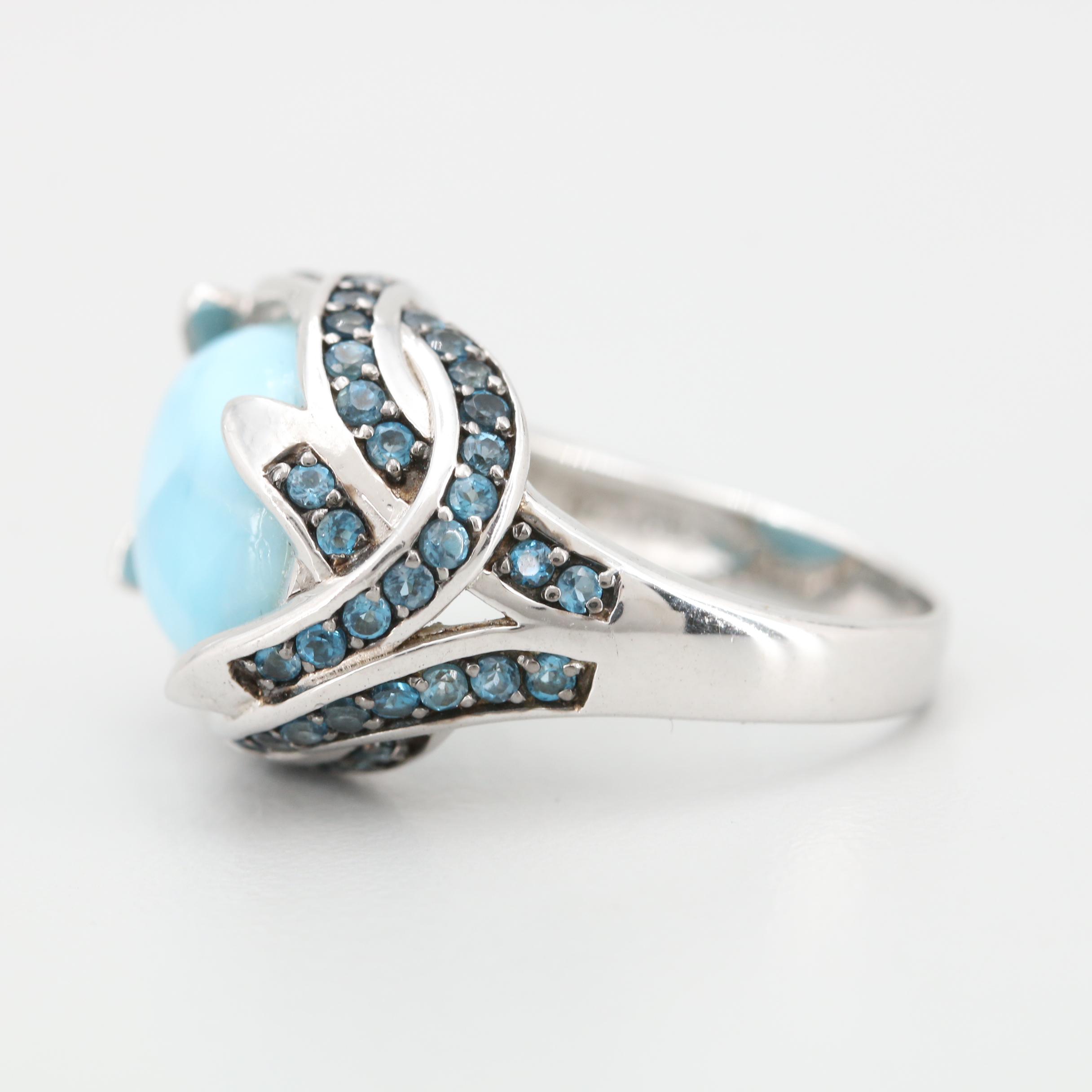Sterling Silver Larimar Ring | EBTH
