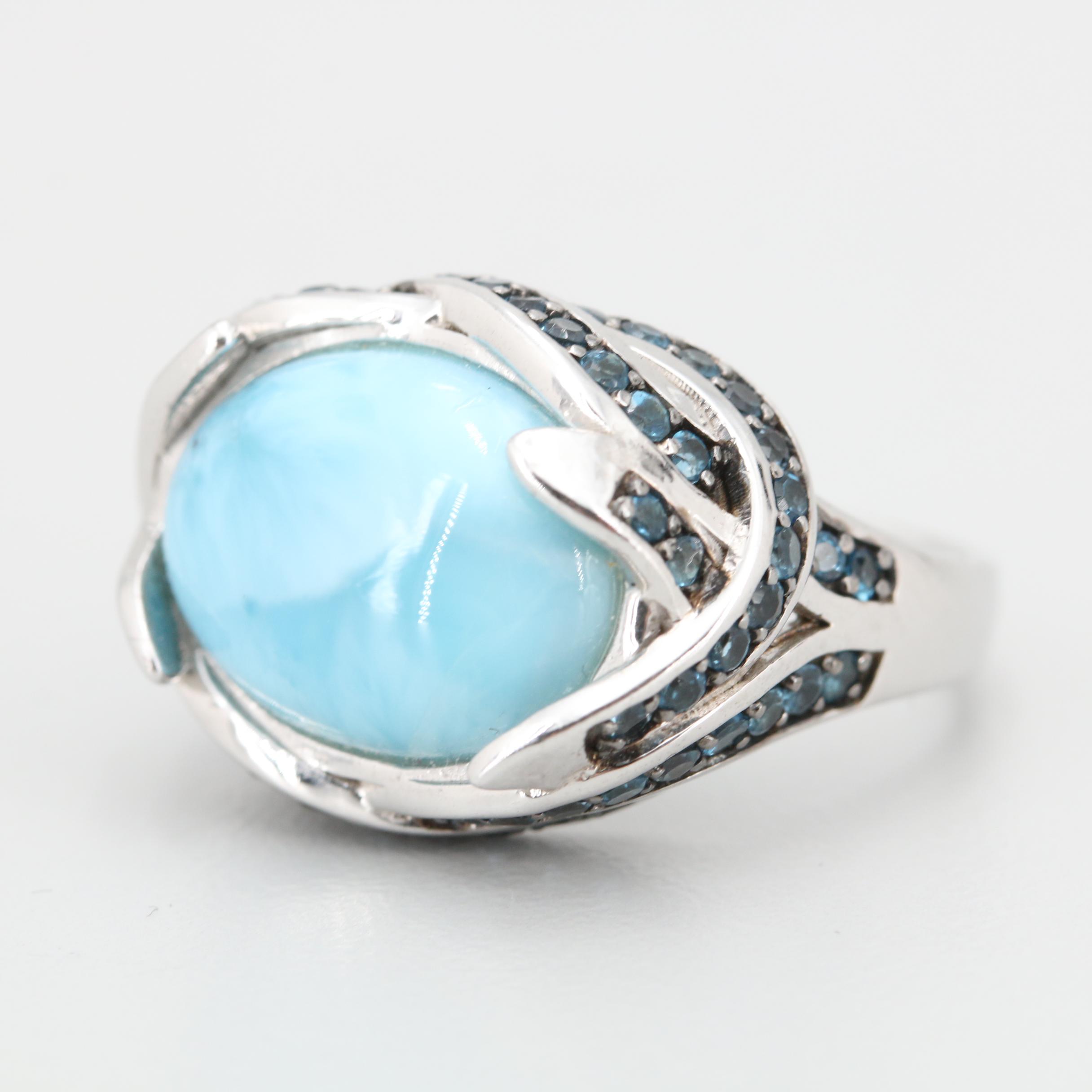 Sterling Silver Larimar Ring | EBTH