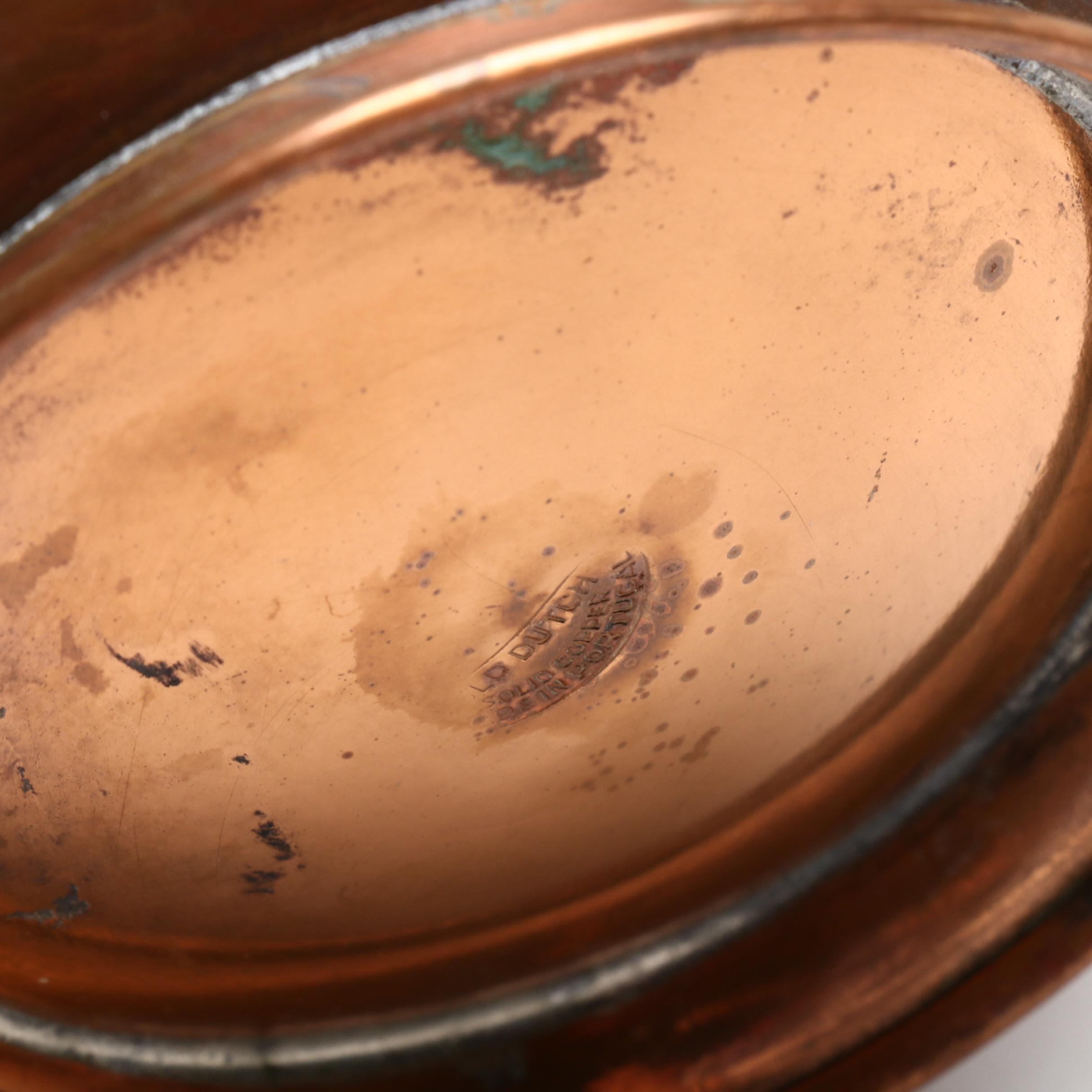 Old Dutch and Other Copper Pots with Chafing Dishes, Mid to Late 20th ...