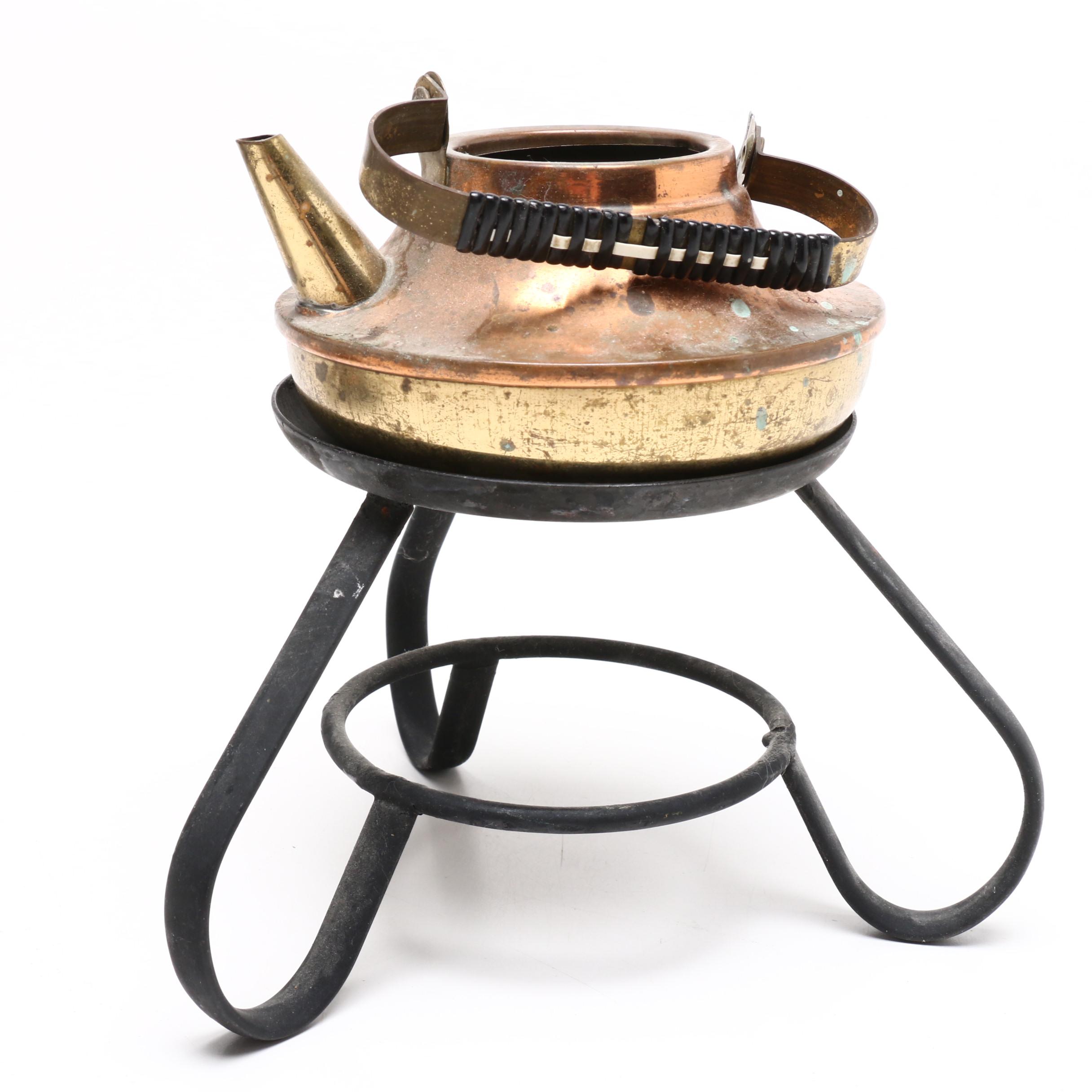 Old Dutch and Other Copper Pots with Chafing Dishes, Mid to Late 20th ...