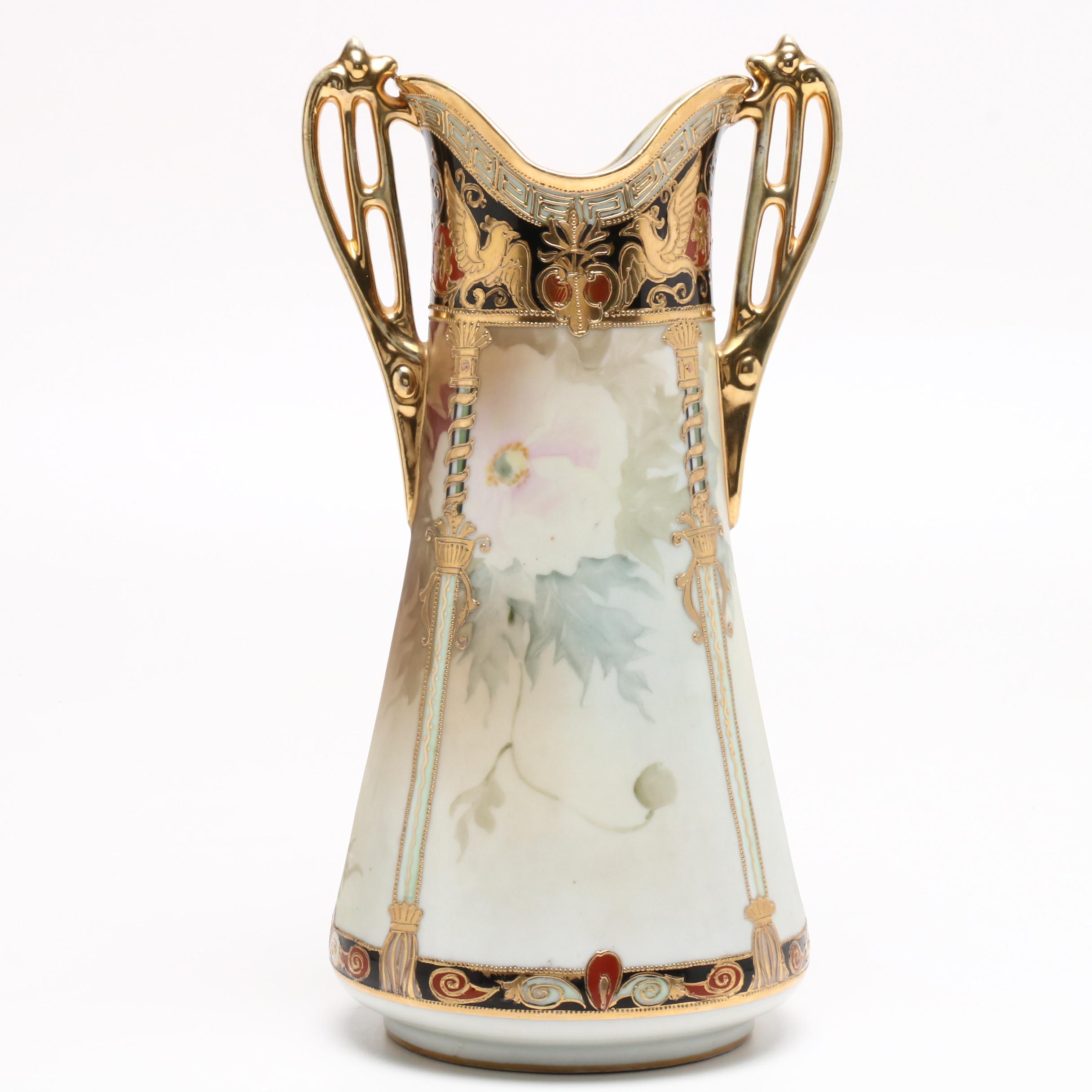 Morimura Bros. Japanese Porcelain Phoenix and Griffin Floral Vase | EBTH