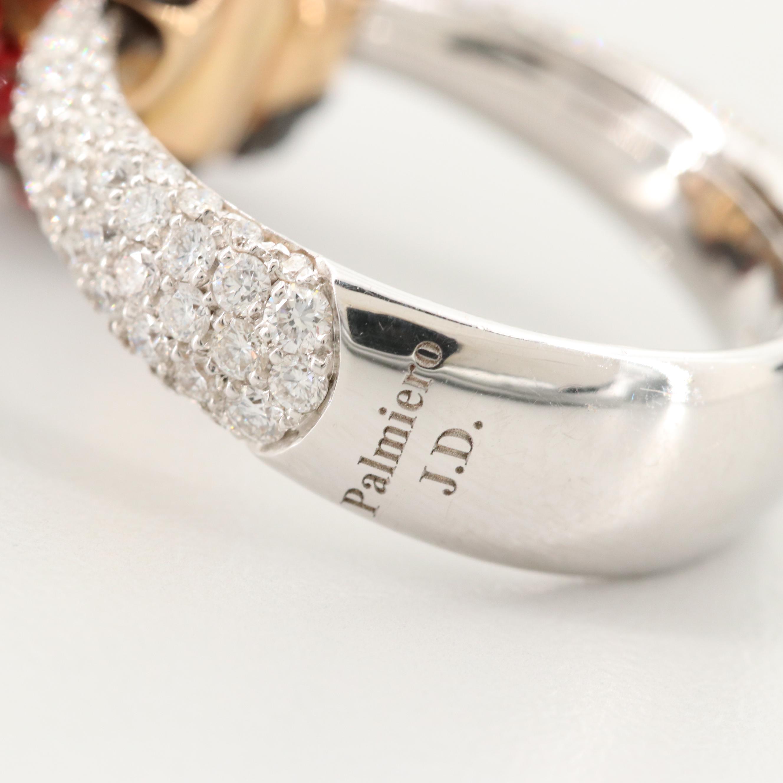 Palmiero 18K White Gold 1.94 CTW Diamond and Sapphire Pavé Flame Design ...