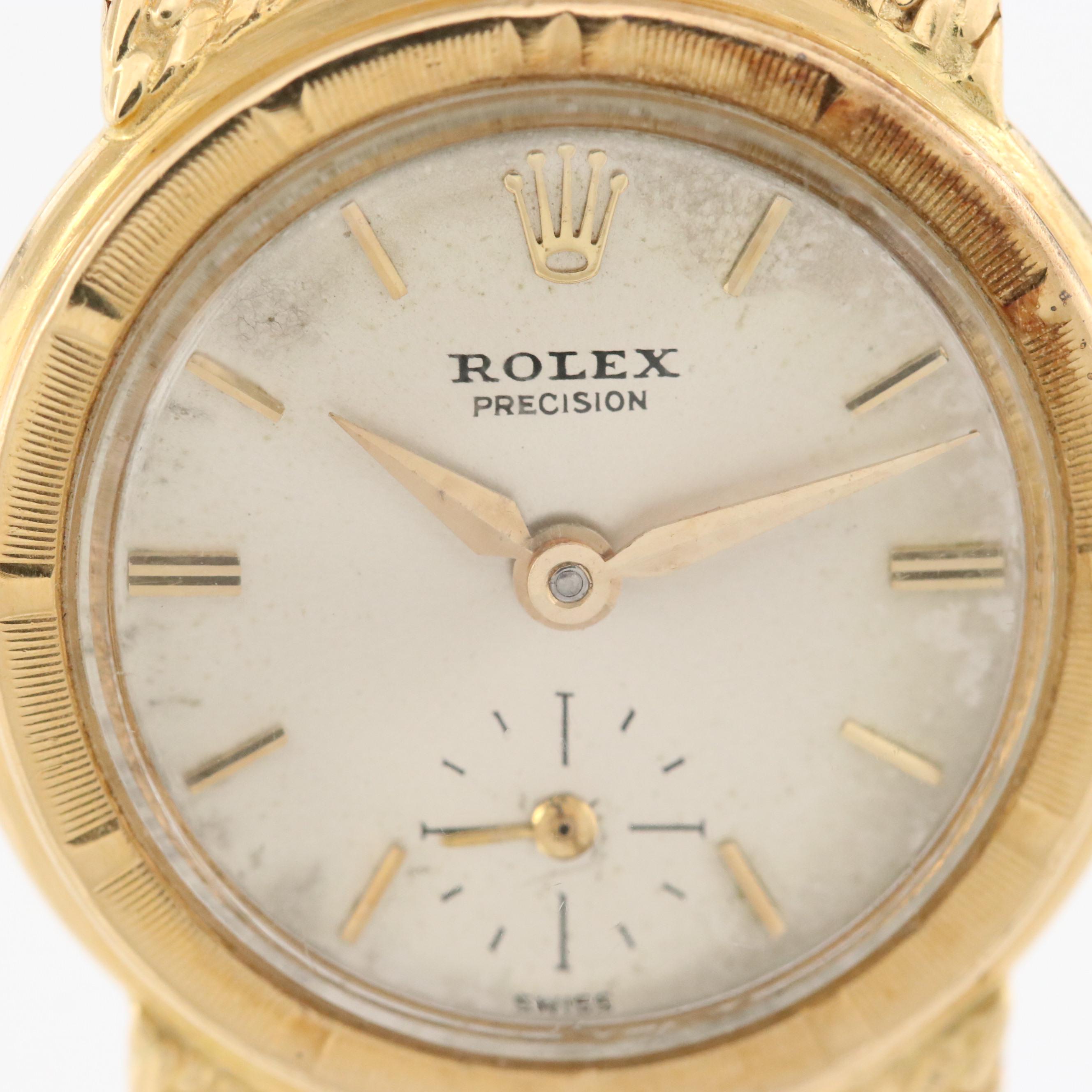 1950 Rolex Precision 18K Gold Stem Wind Model 8823 Wristwatch | EBTH