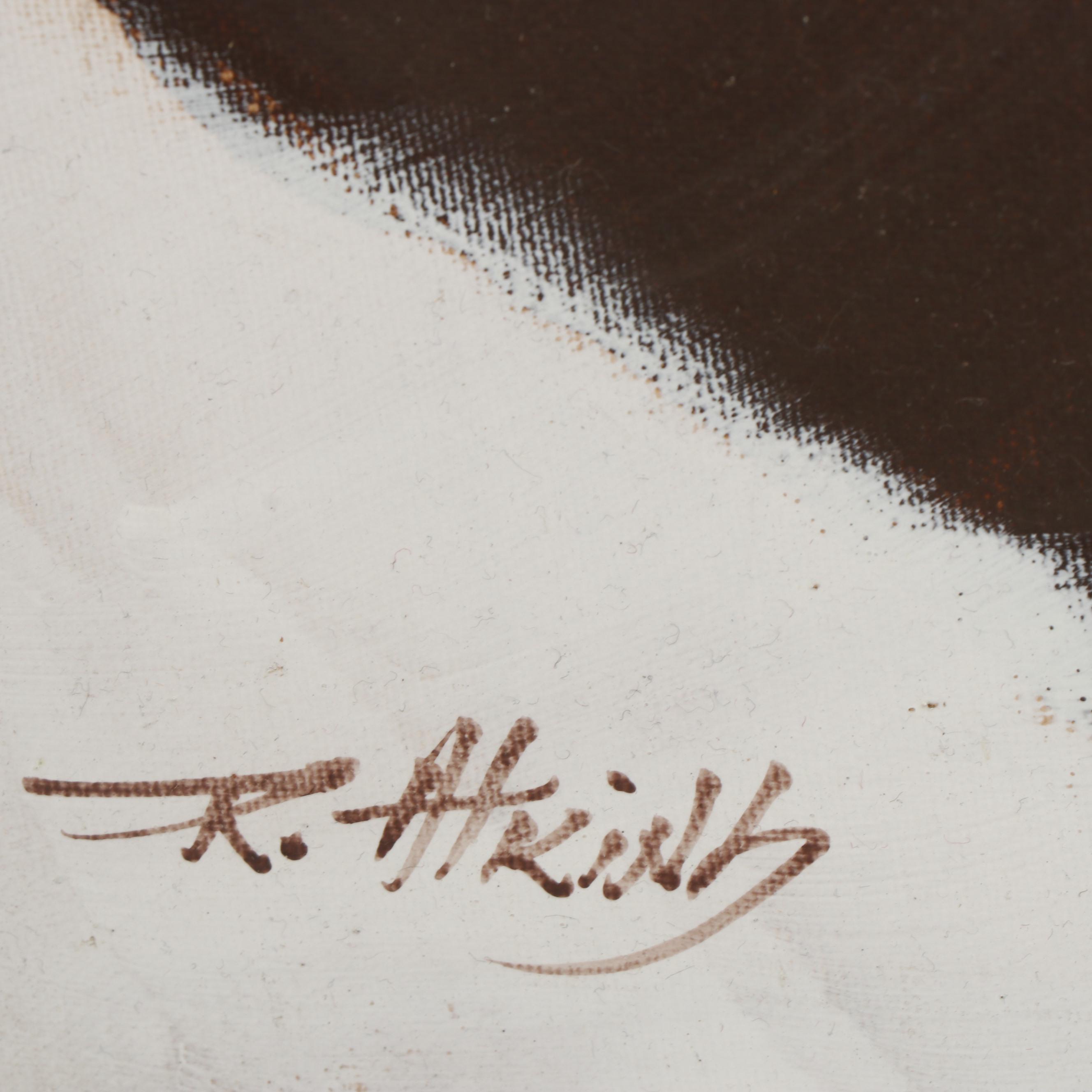 R. Atkins Large Scale Zebra Oil Painting | EBTH