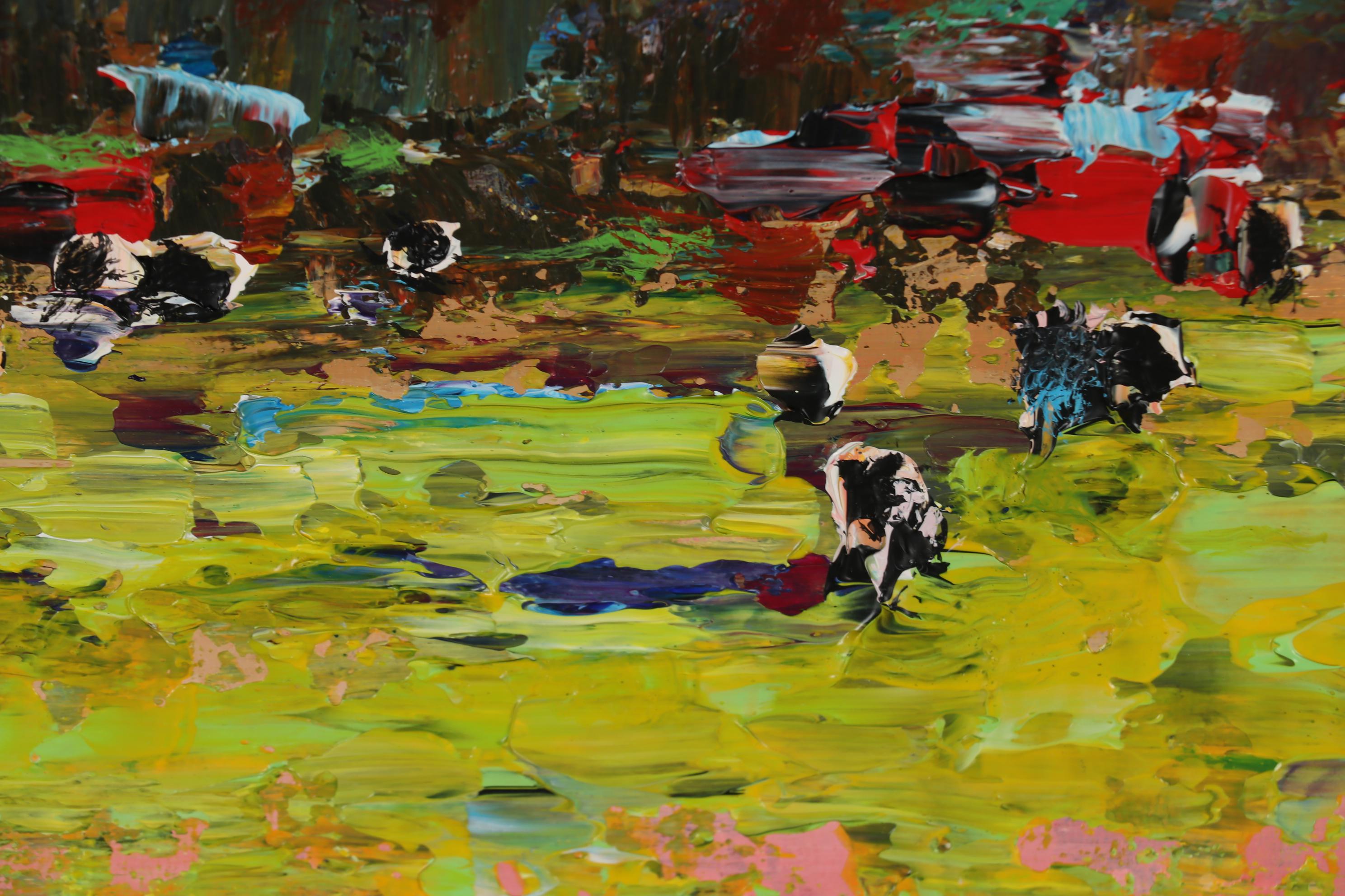 Sam Raines Farm Landscape with Cows Acrylic Painting | EBTH