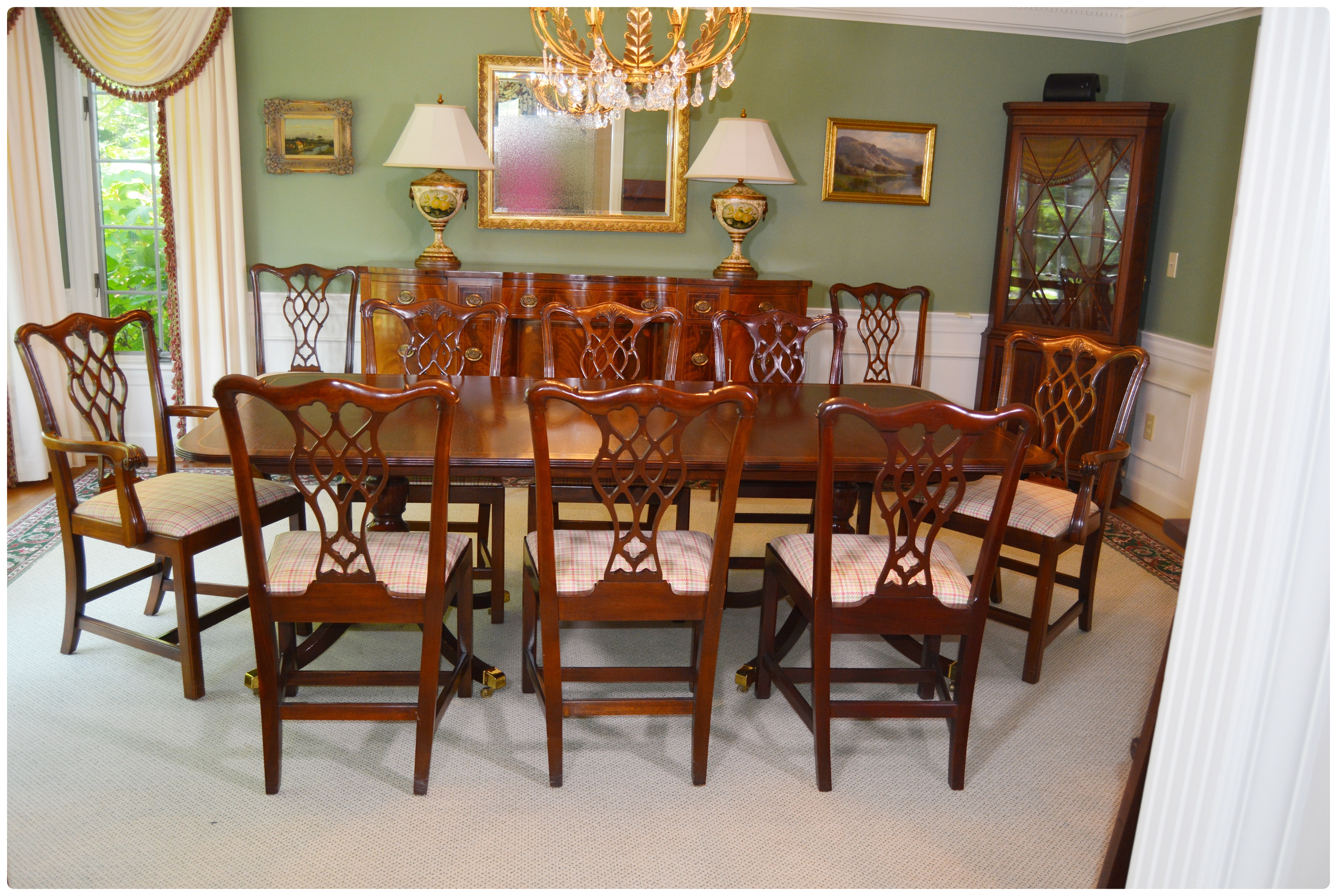 Baker Historic Charleston Dining Table with Baker Chippendale Dining ...
