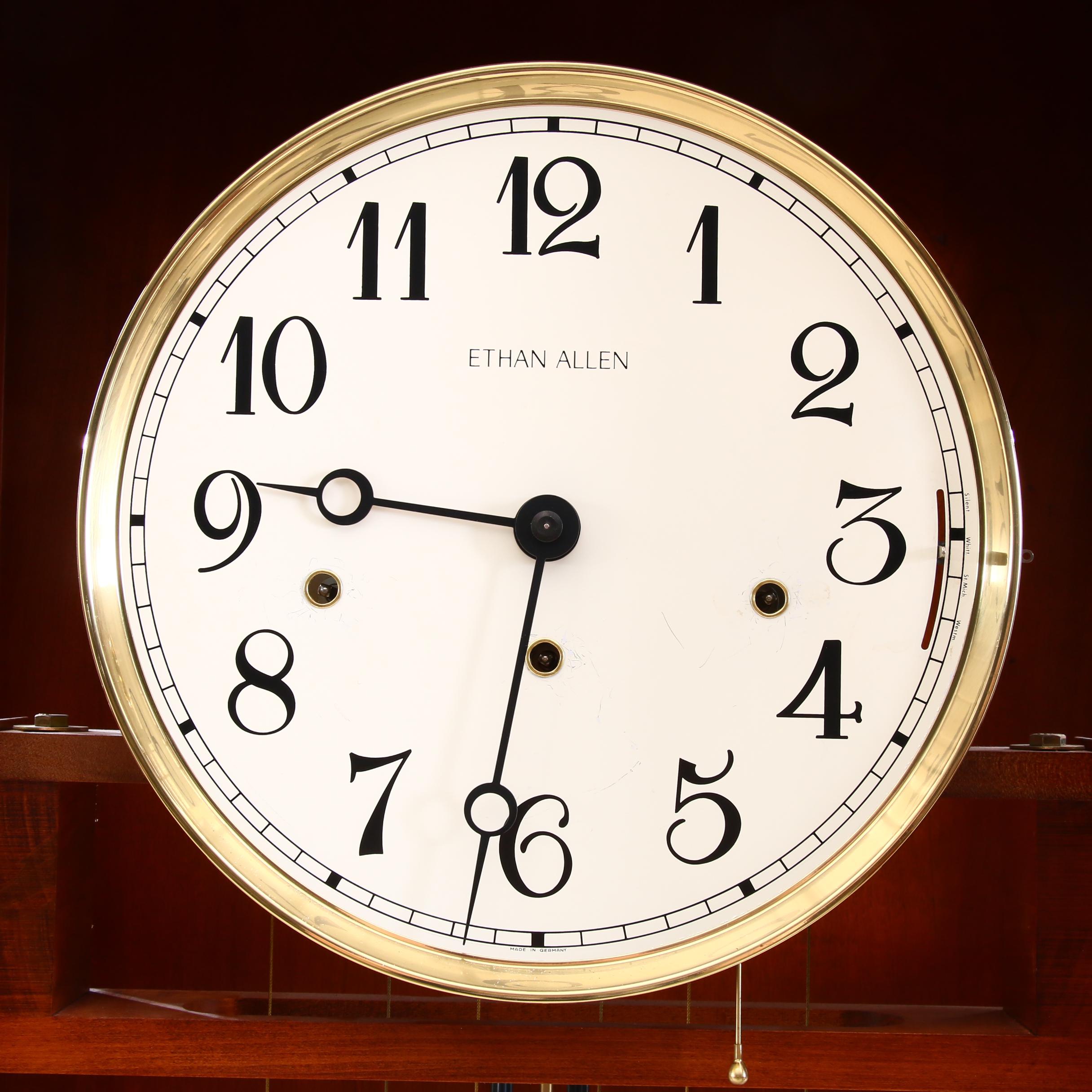 Ethan Allen Cherry Stained Mission Style Tall Case Clock, Contemporary ...