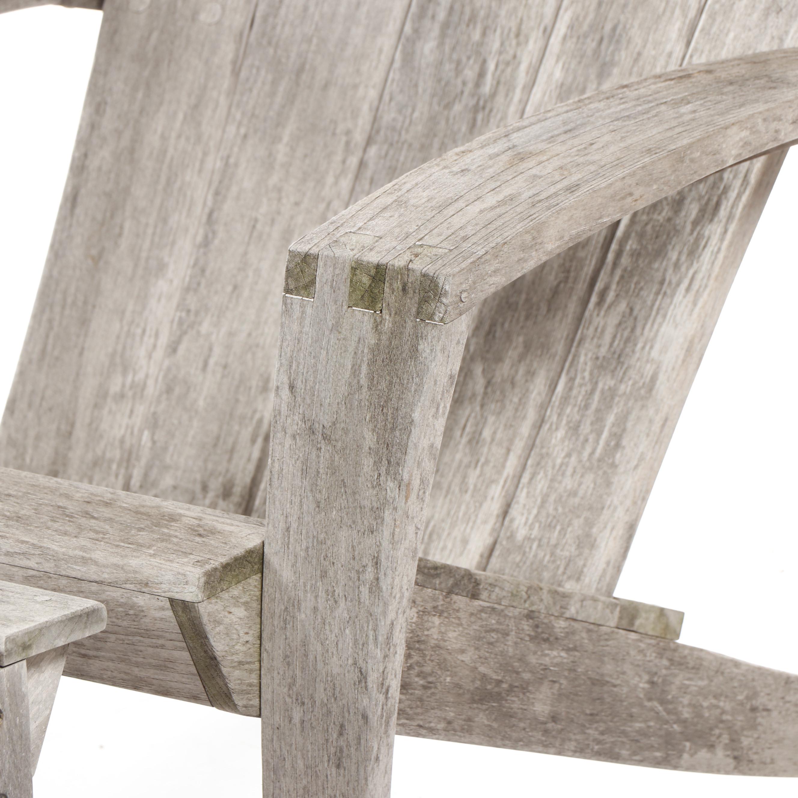 Smith & Hawken Teak Adirondack Style Patio Lounge Chairs with Footrests ...
