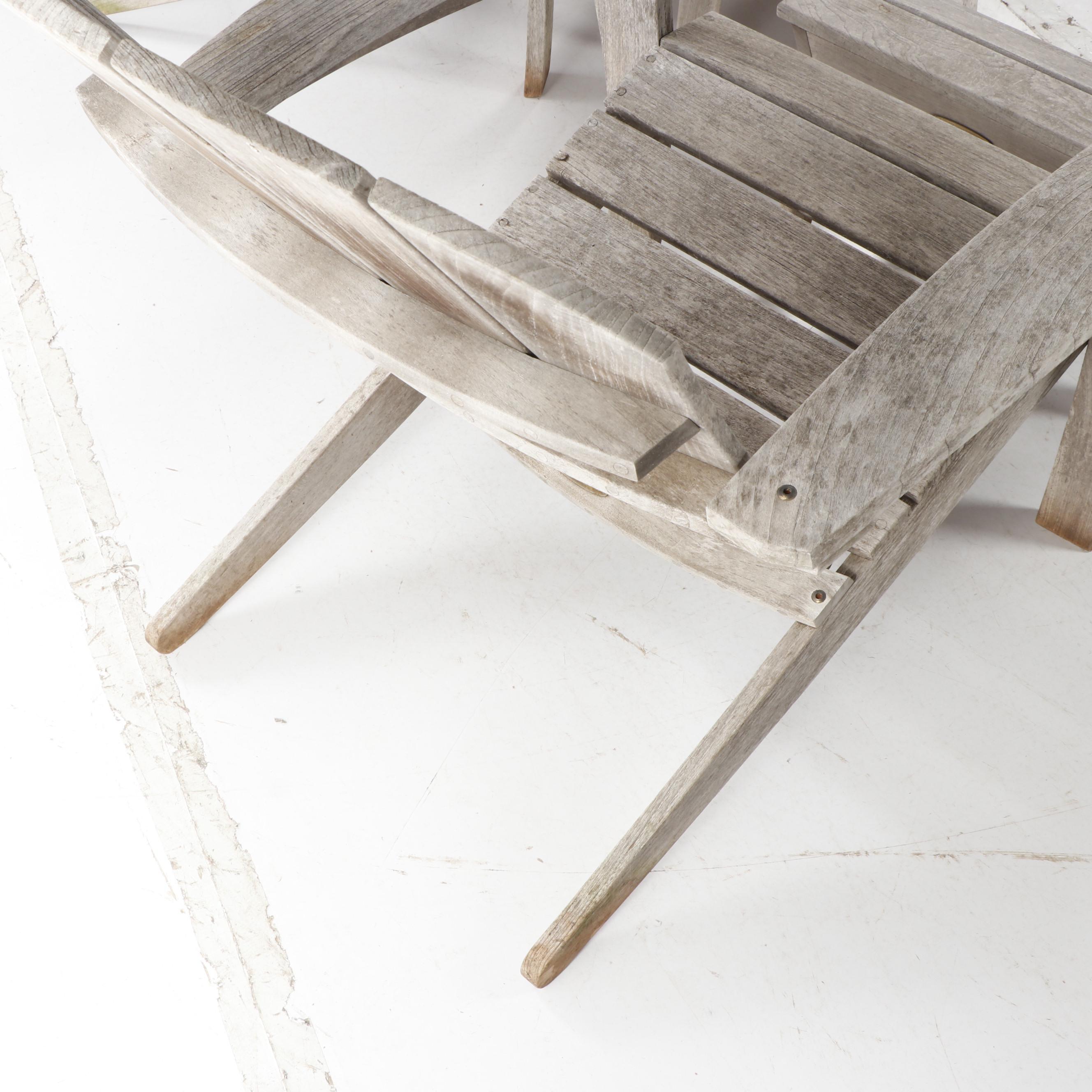 Smith & Hawken Teak Adirondack Style Patio Lounge Chairs with Footrests ...