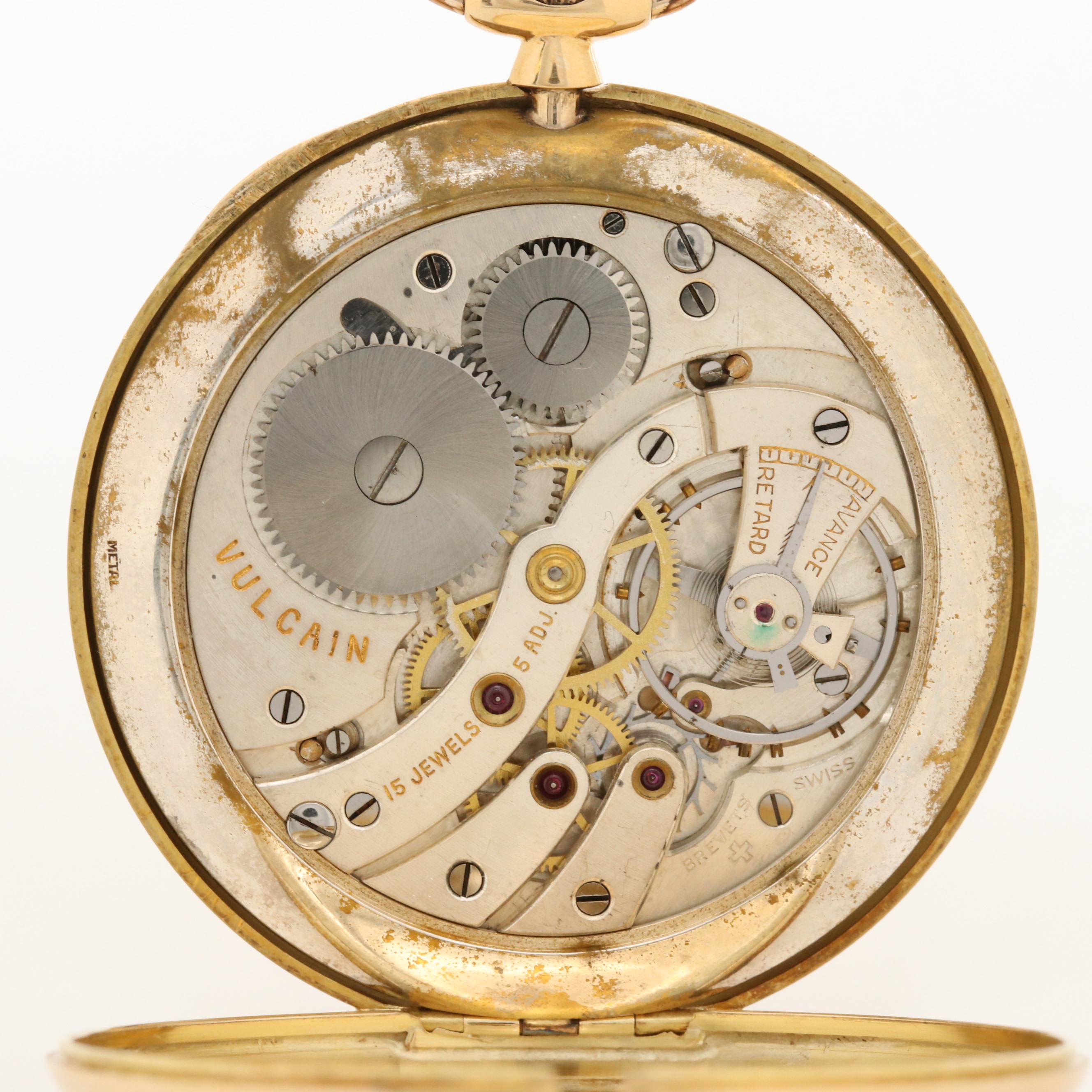 Vintage Vulcain Chronometer 18K Gold Open Face Pocket Watch | EBTH