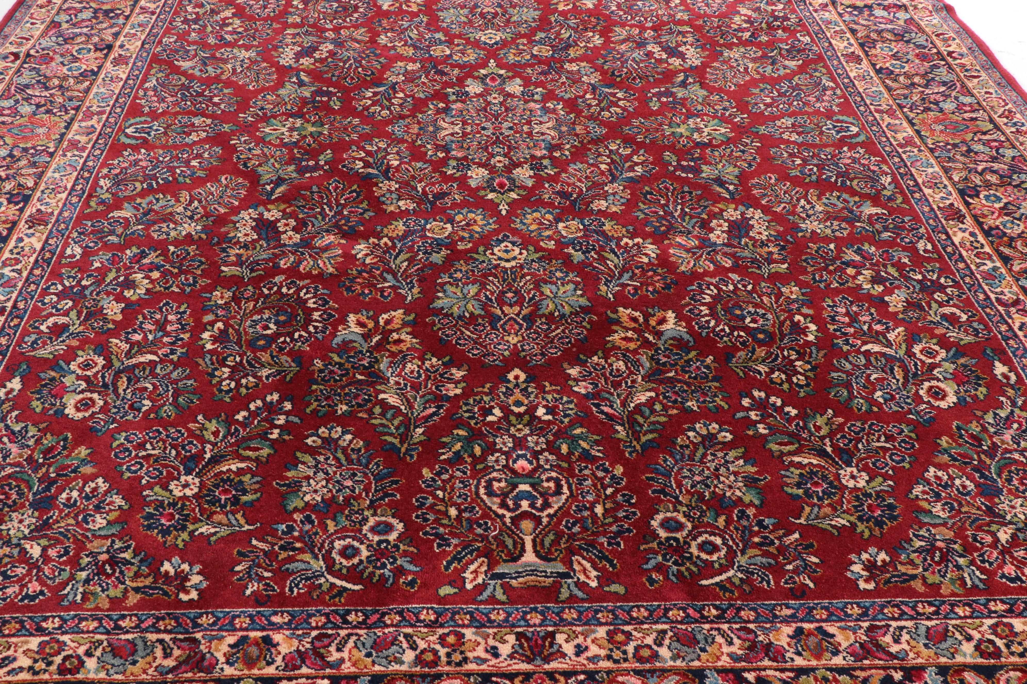 Machine Made Karastan "Red Sarouk" Room Sized Wool Rug | EBTH