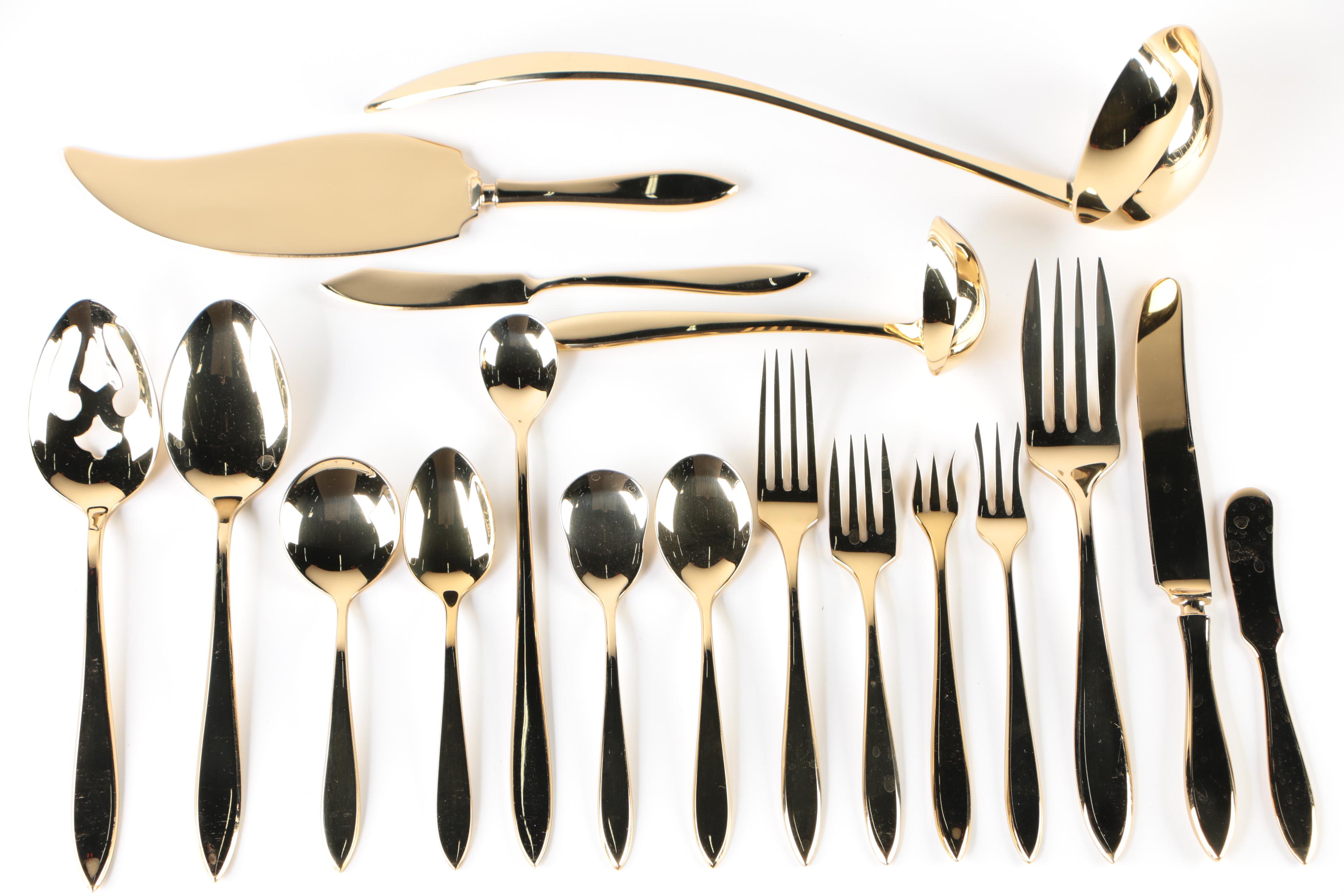 Dirilyte-Dirigold "Regal" Flatware with Gold Wash for Twelve | EBTH