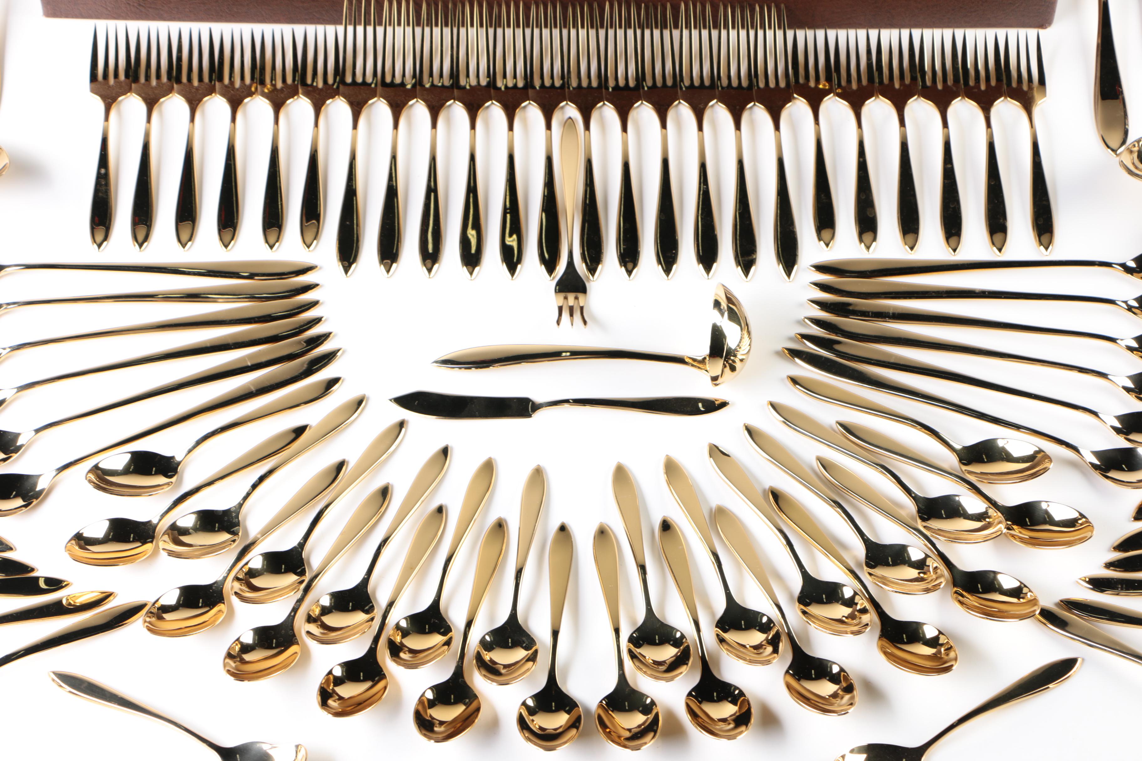 Dirilyte-Dirigold "Regal" Flatware with Gold Wash for Twelve | EBTH