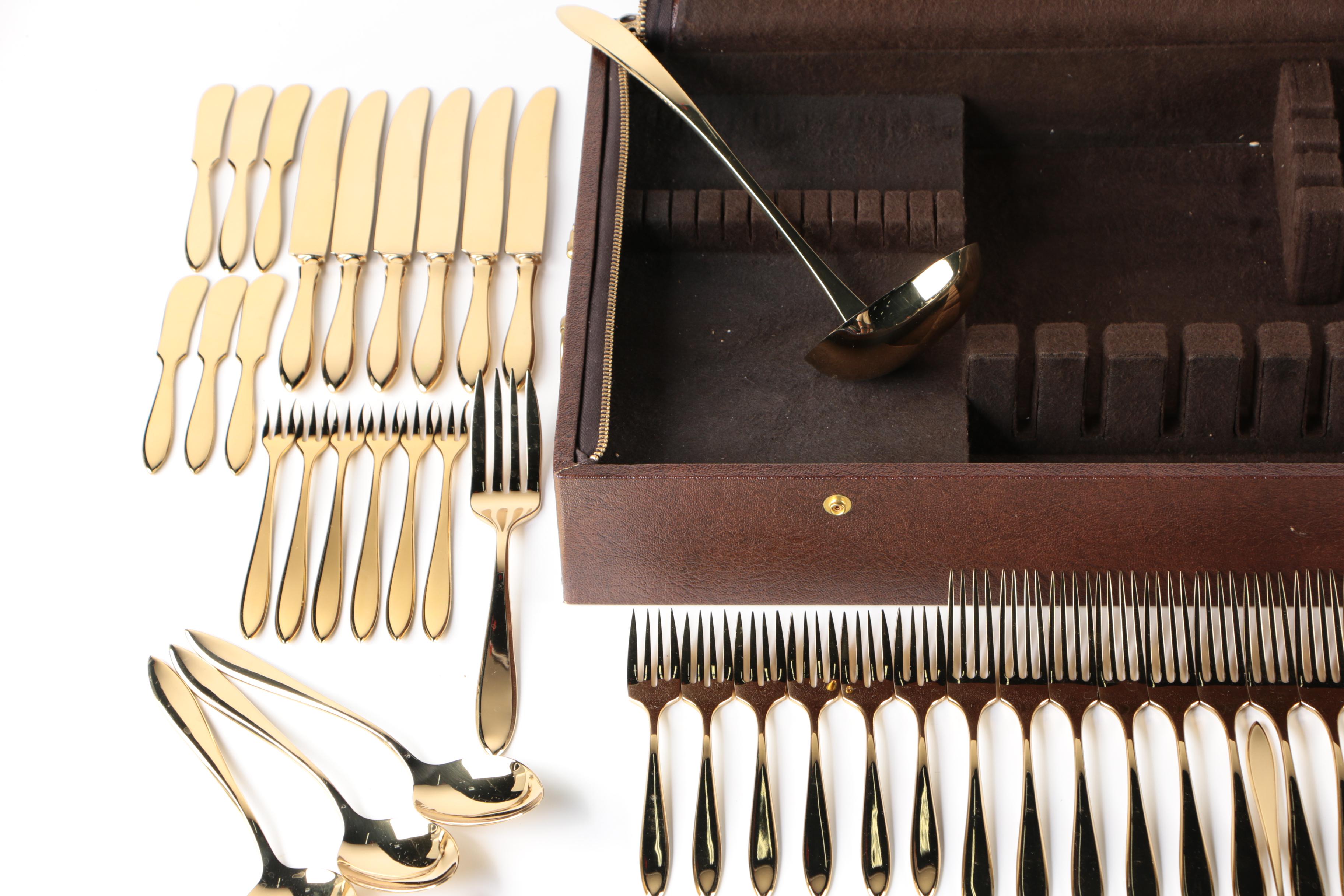 Dirilyte-Dirigold "Regal" Flatware with Gold Wash for Twelve | EBTH