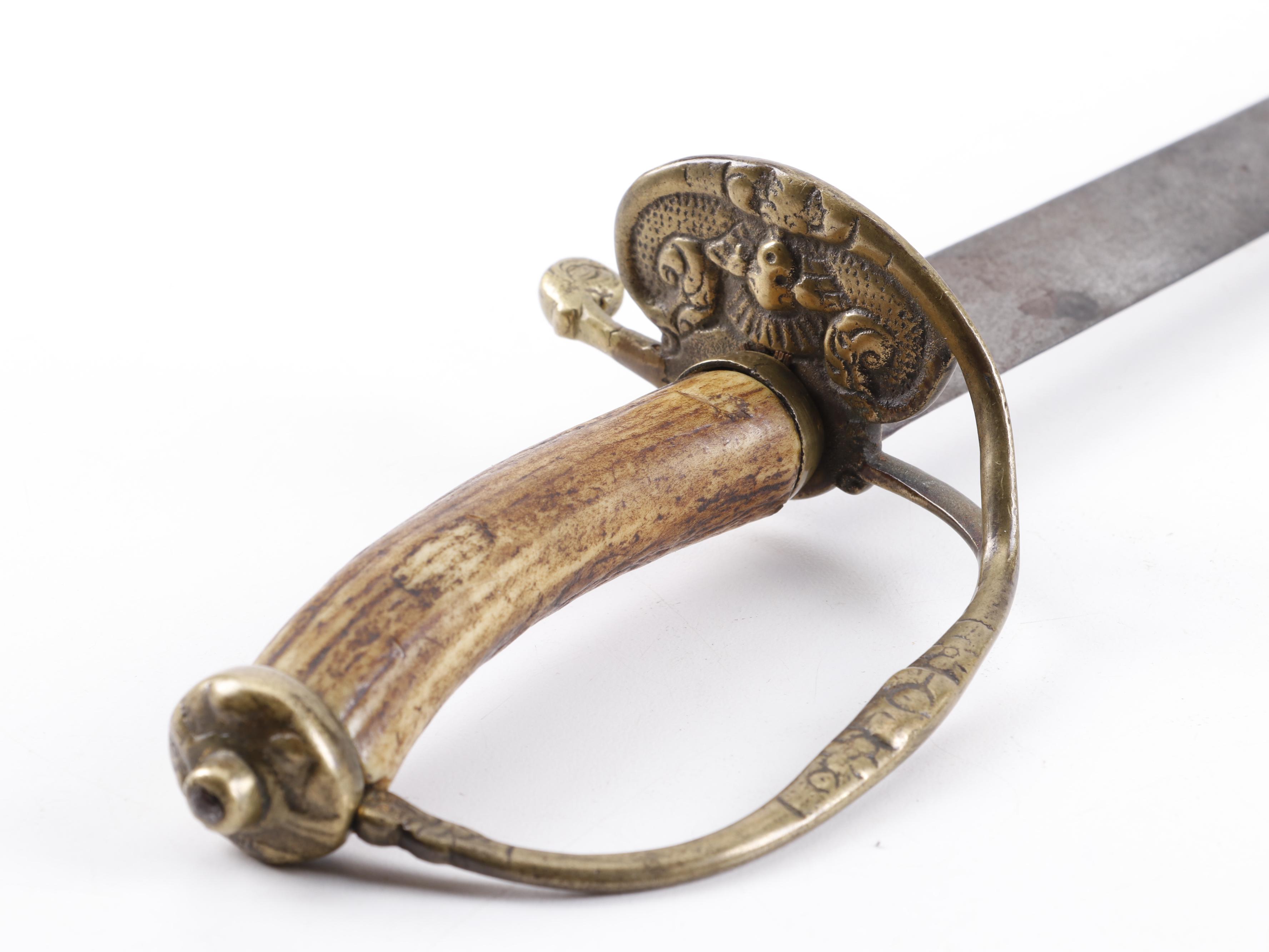 Revolutionary War Era Stag Handle Hunting Sword, 18th Century | EBTH