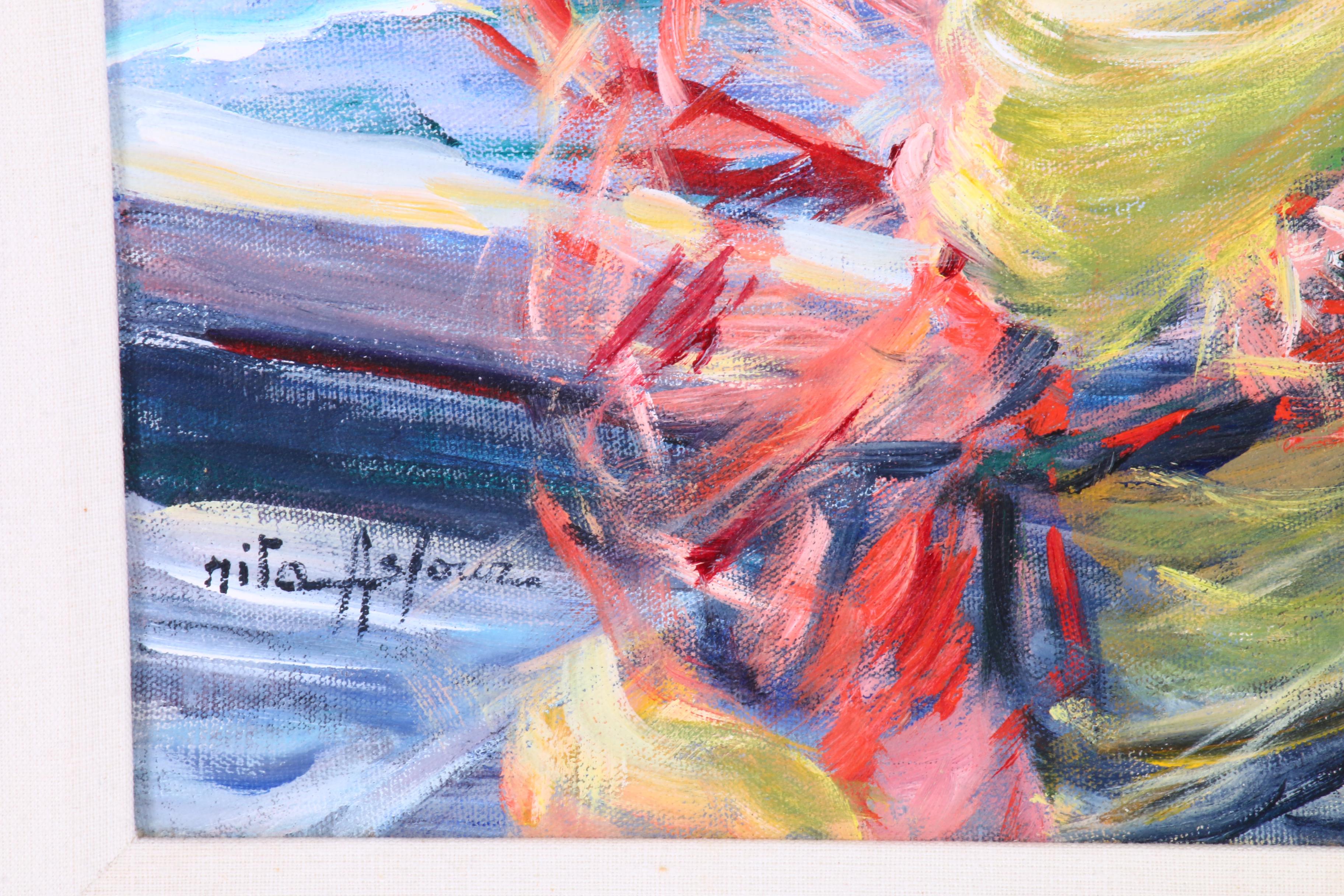 Rita Asfour Impressionist Style Painting of Girl at the Coast | EBTH