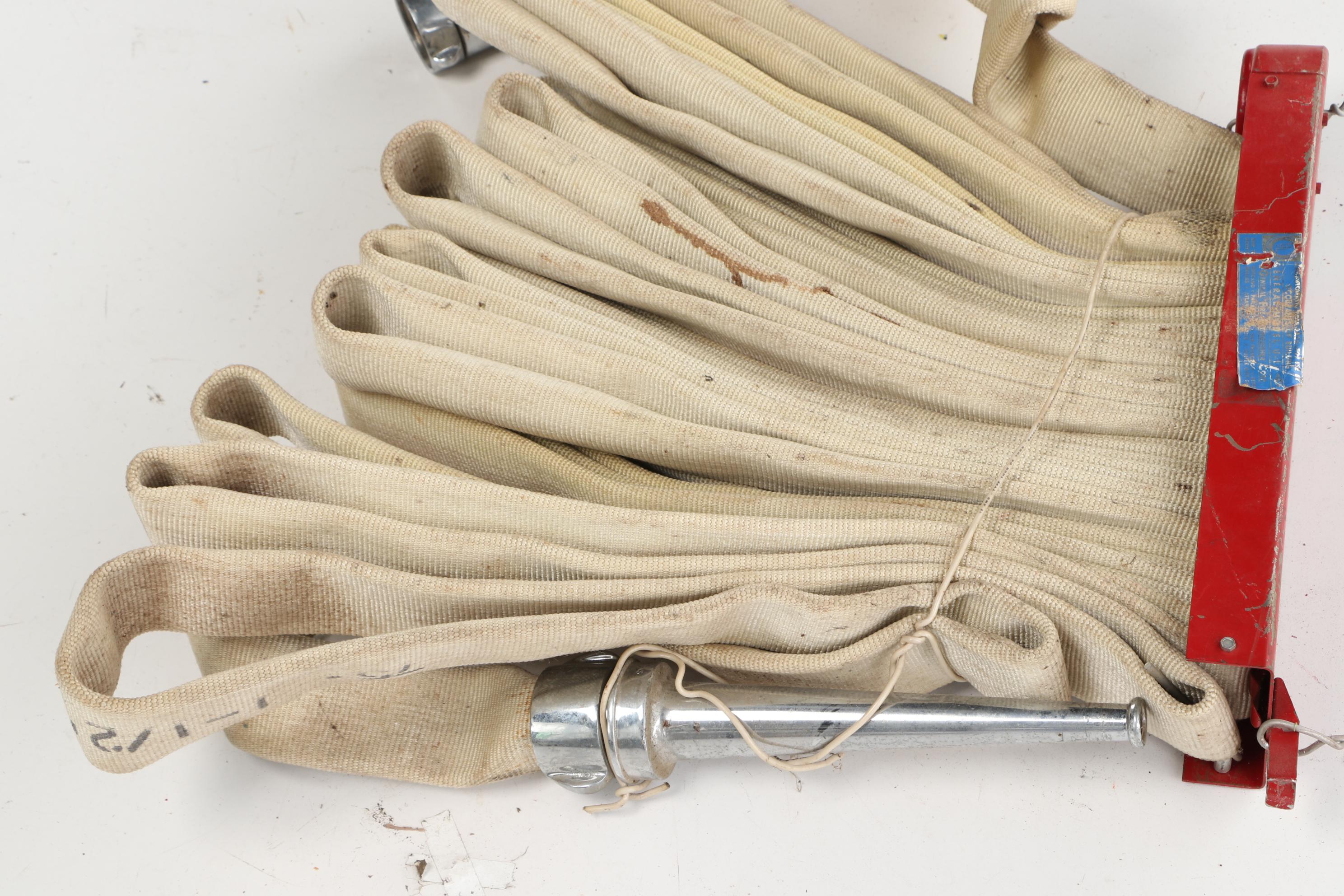 Fire Hose with Semi-Automatic Hose Rack, Vintage | EBTH