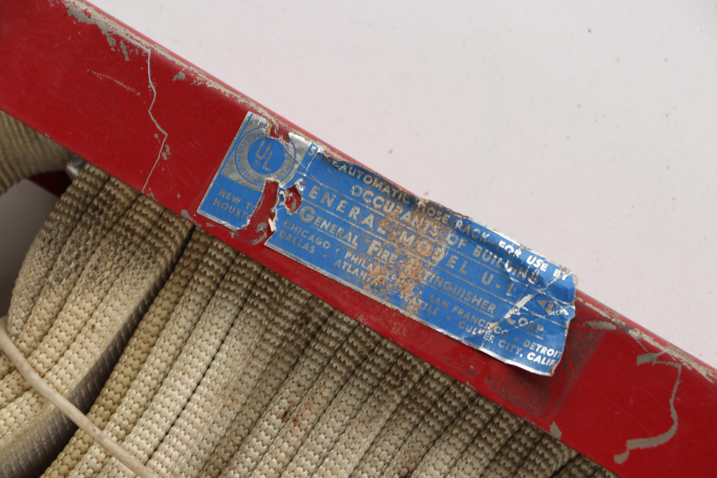 Fire Hose with Semi-Automatic Hose Rack, Vintage | EBTH