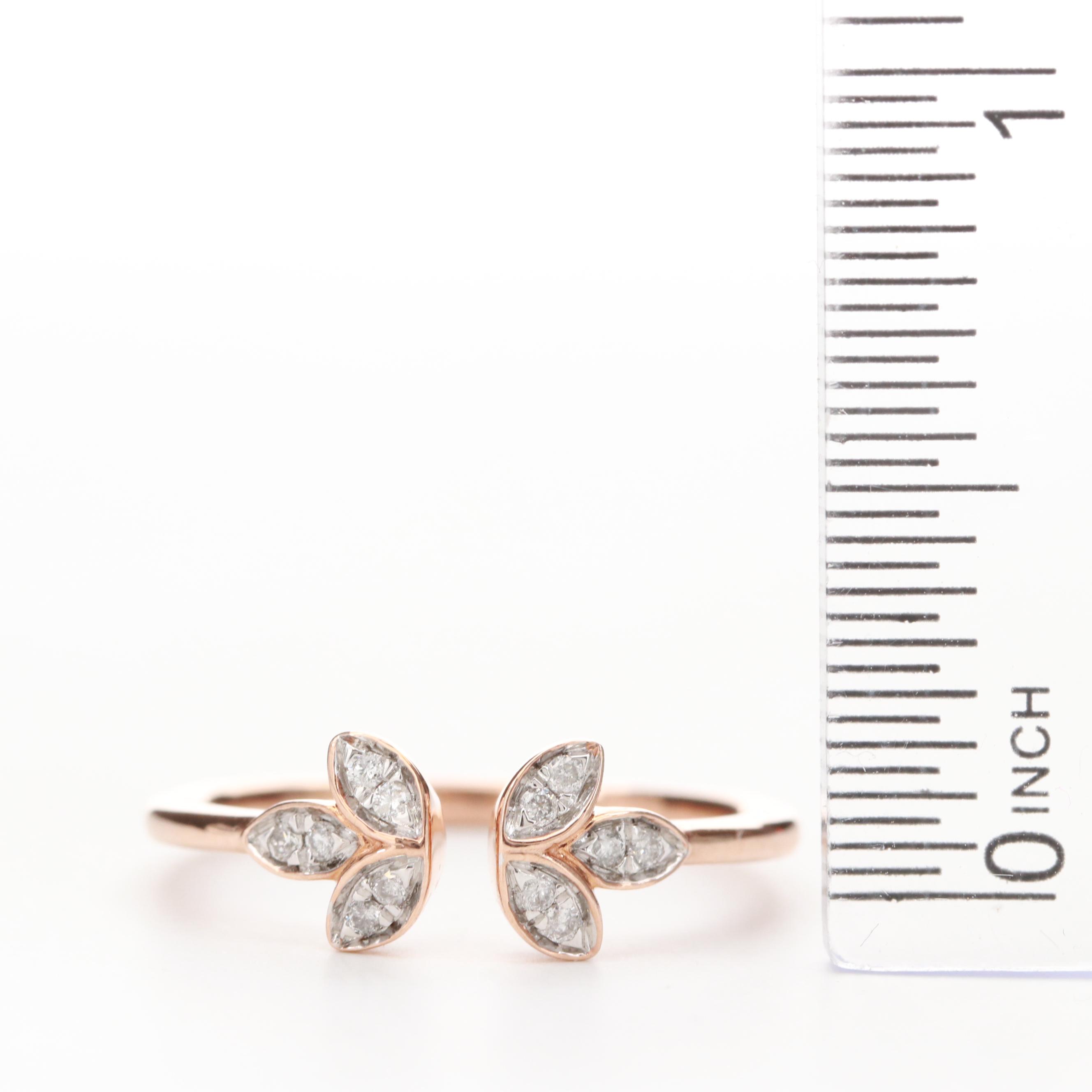 10K Rose Gold Diamond Open Top Ring | EBTH