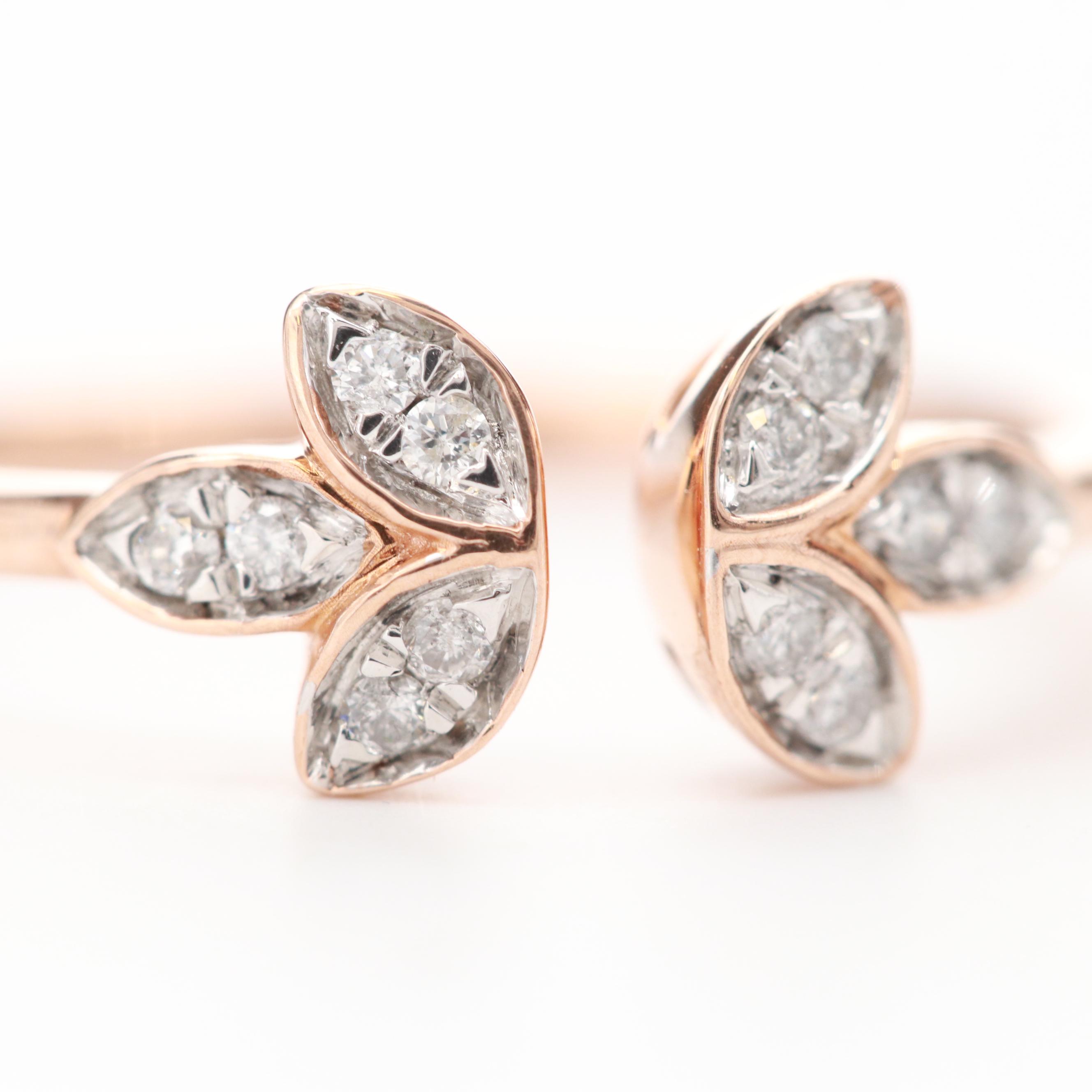 10K Rose Gold Diamond Open Top Ring | EBTH