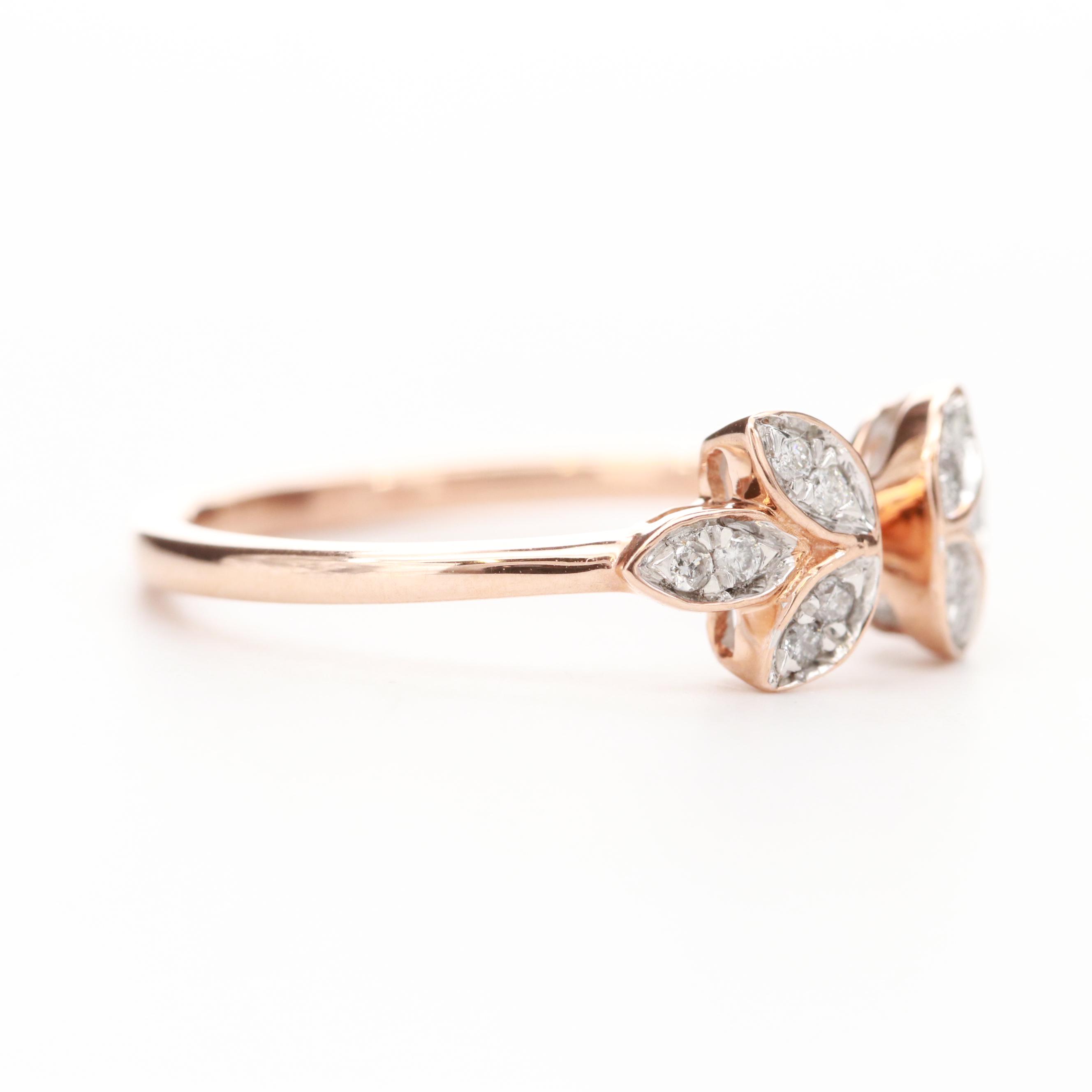 10K Rose Gold Diamond Open Top Ring | EBTH