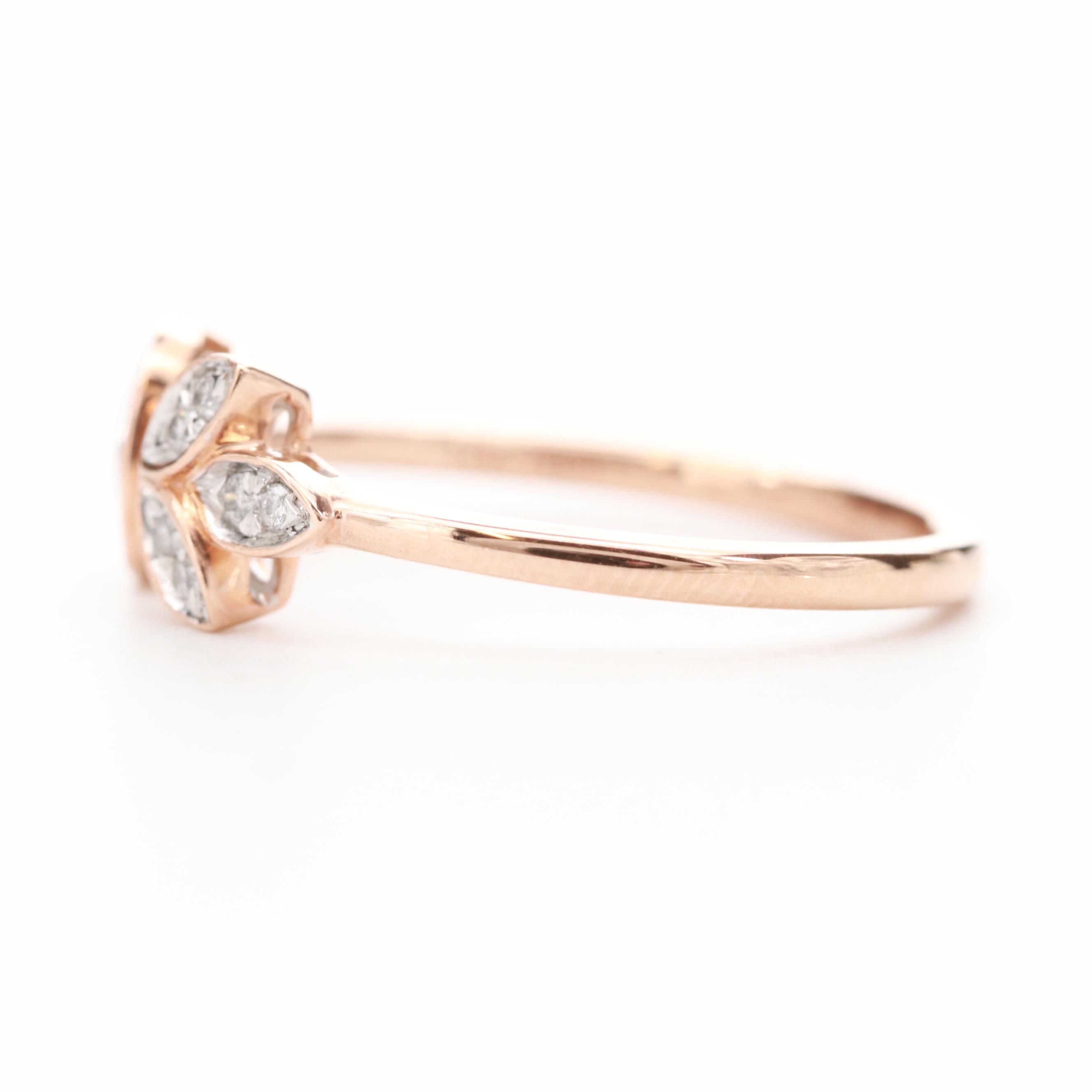10K Rose Gold Diamond Open Top Ring | EBTH