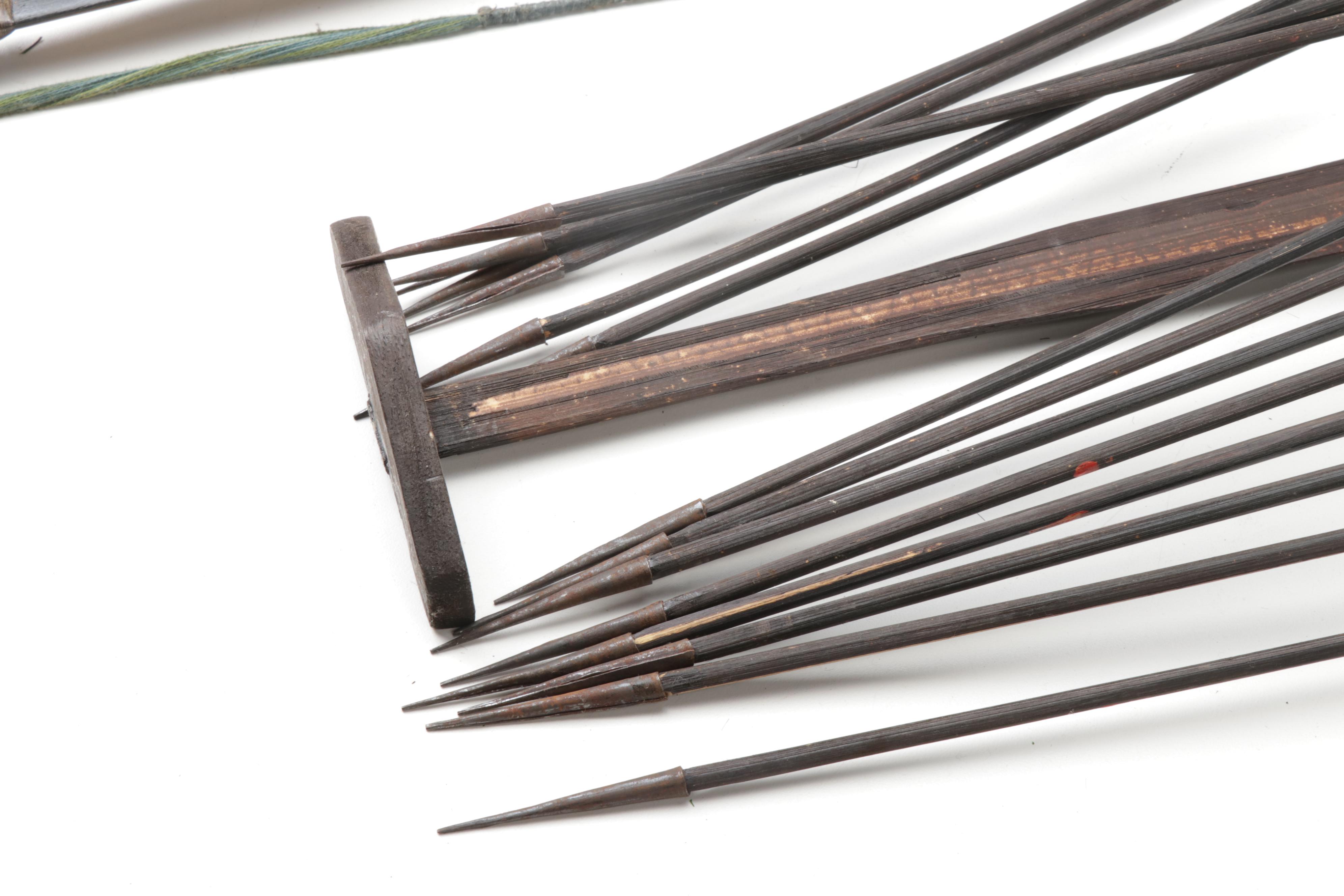 Southeast Asian Weapons Including Sword and Bow with Arrows, Vintage | EBTH