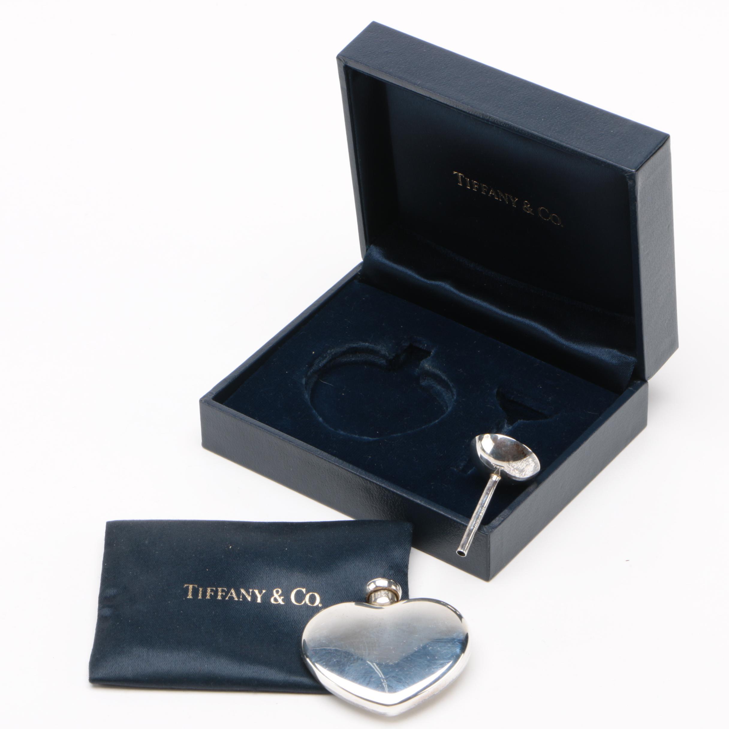 Tiffany & Co. Sterling Silver Heart Shaped Perfume Bottle with Box | EBTH
