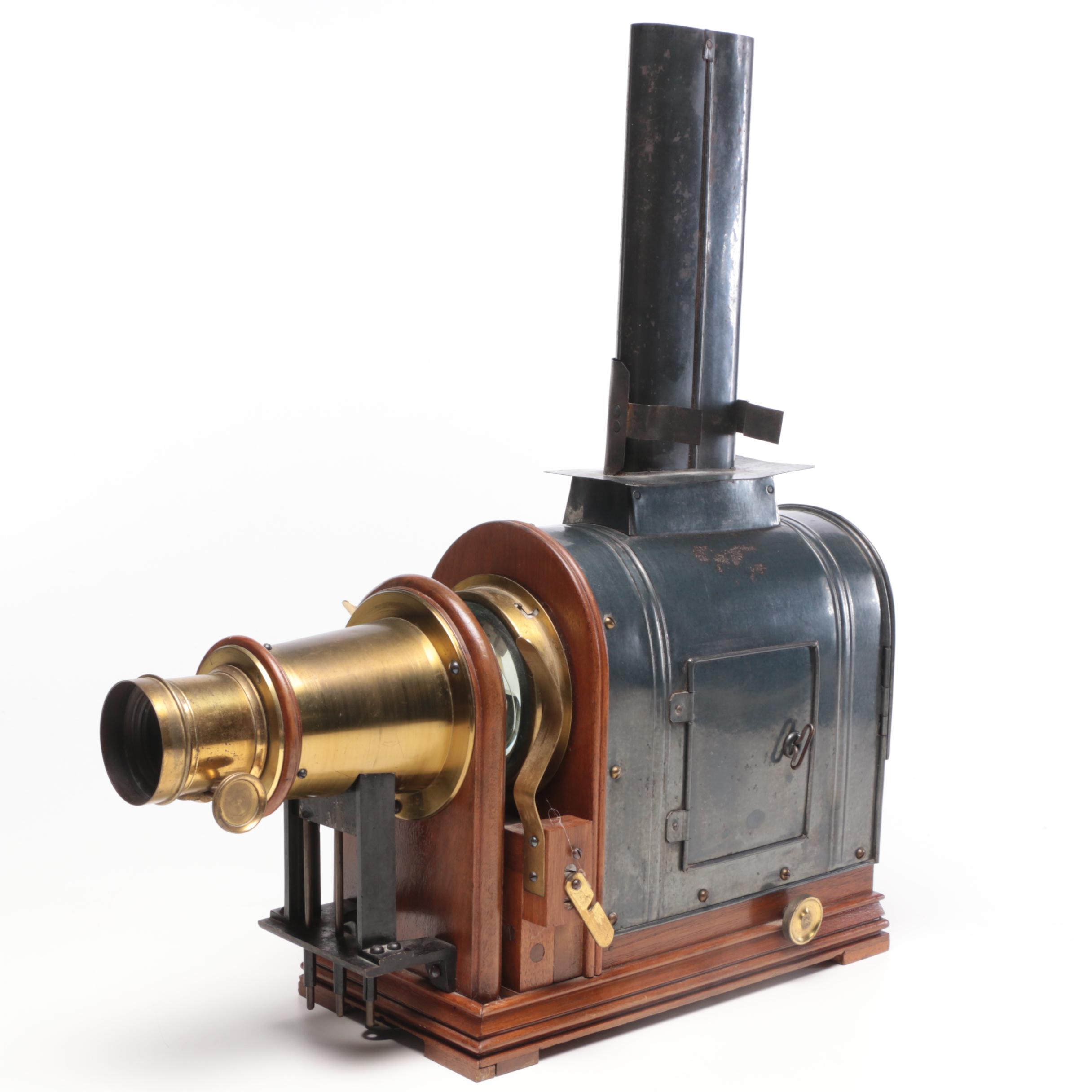 Magic Lantern Brass and Wood Optical Slide Projector, Mid-Late 19th ...