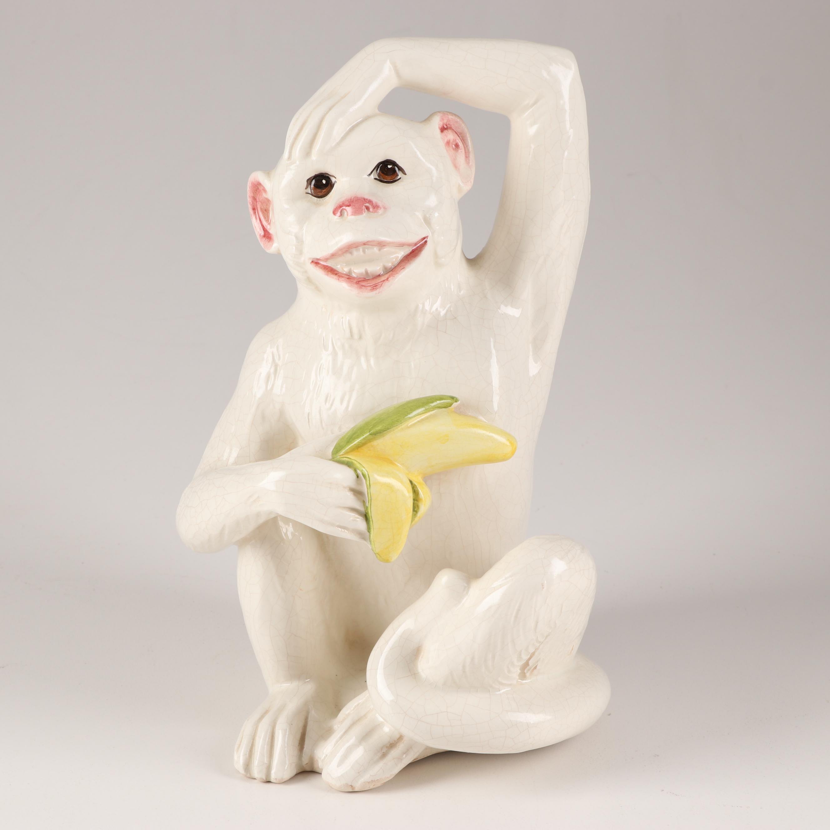 Italian Majolica Glazed Monkey Figurines, Mid 20th Century | EBTH