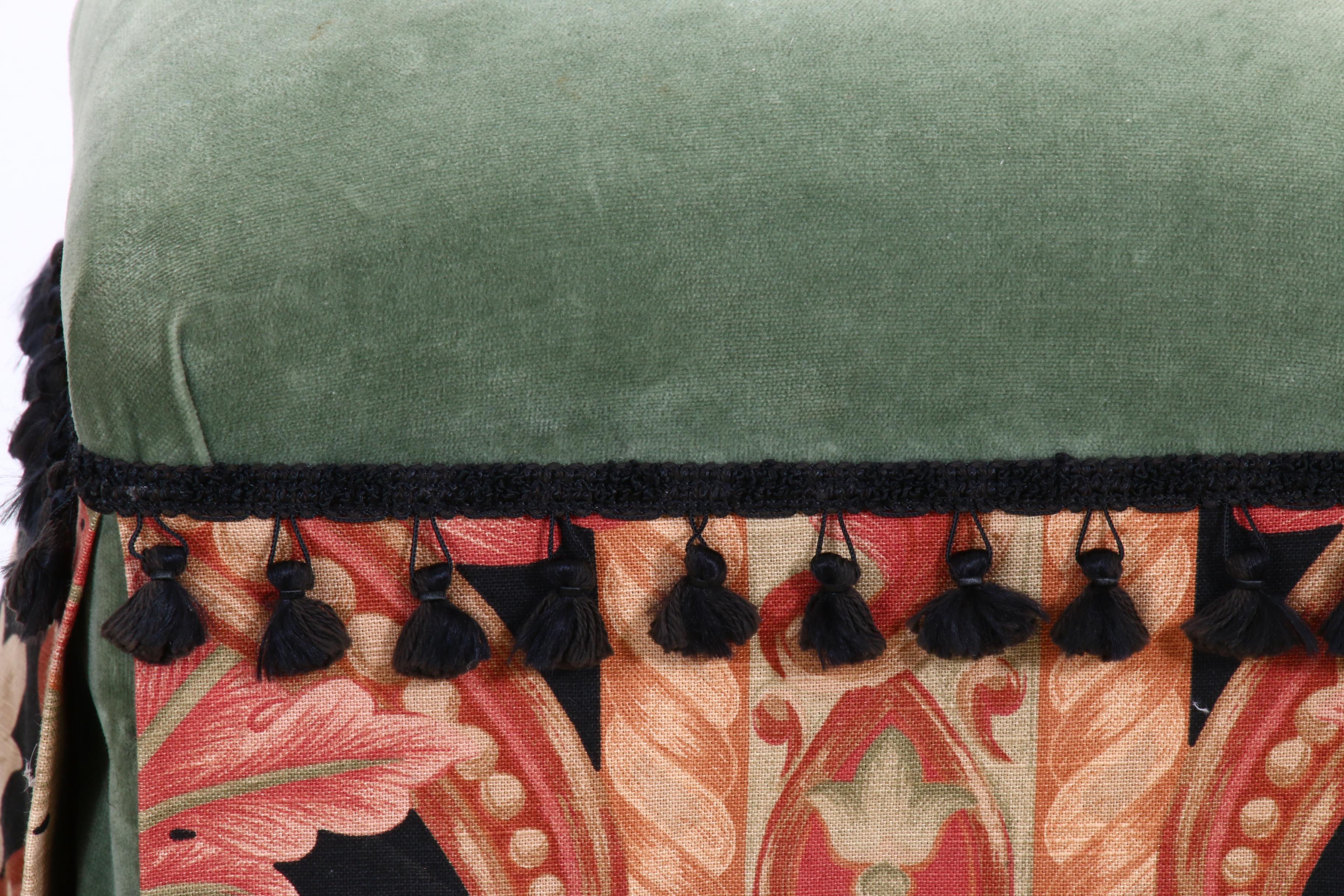 Skirted, Upholstered Wooden Counter Height Stools, Pair | EBTH