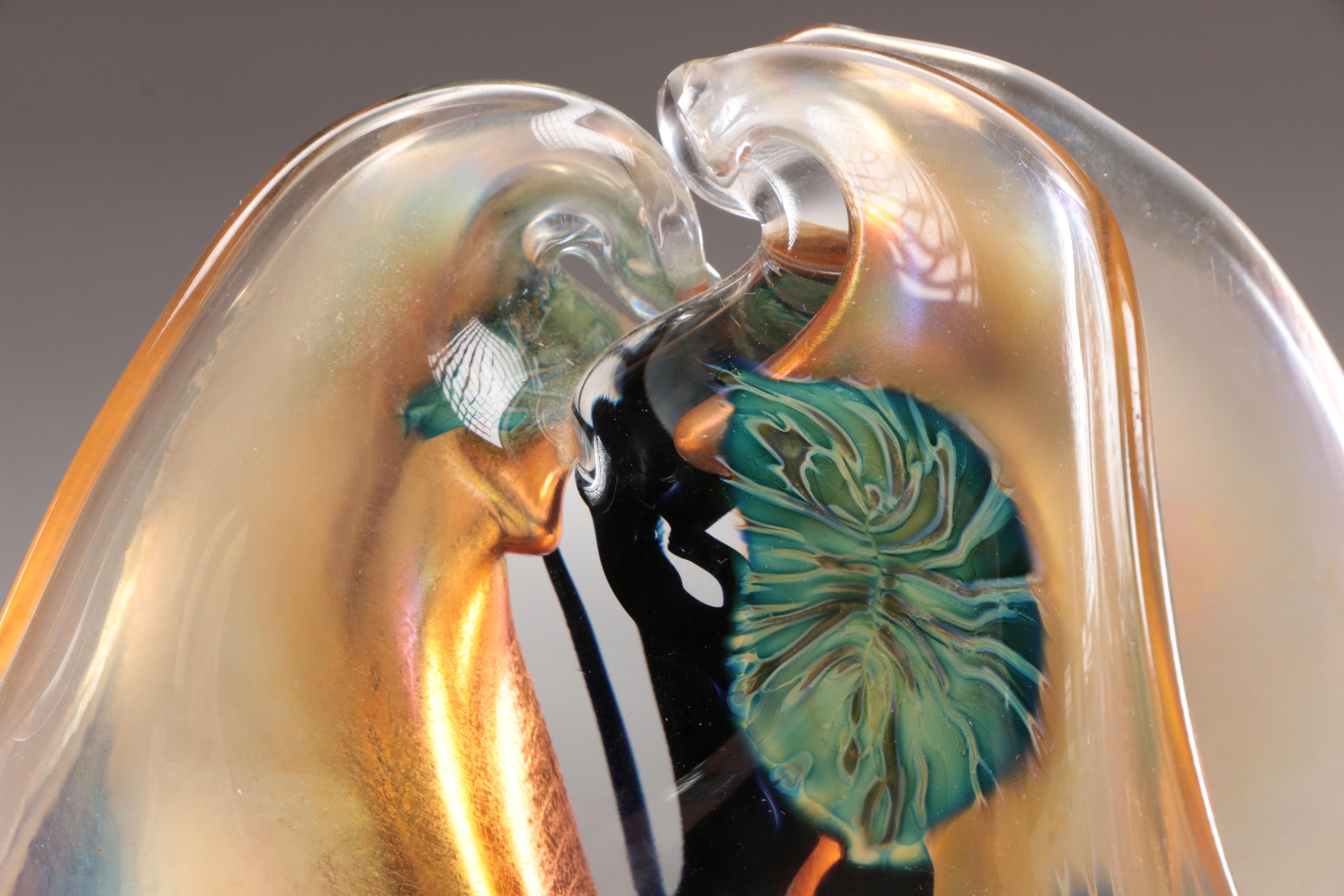 David Lotton Signed Hand-Blown Glass Sculpture Vase, Circa 1970s-1980s ...