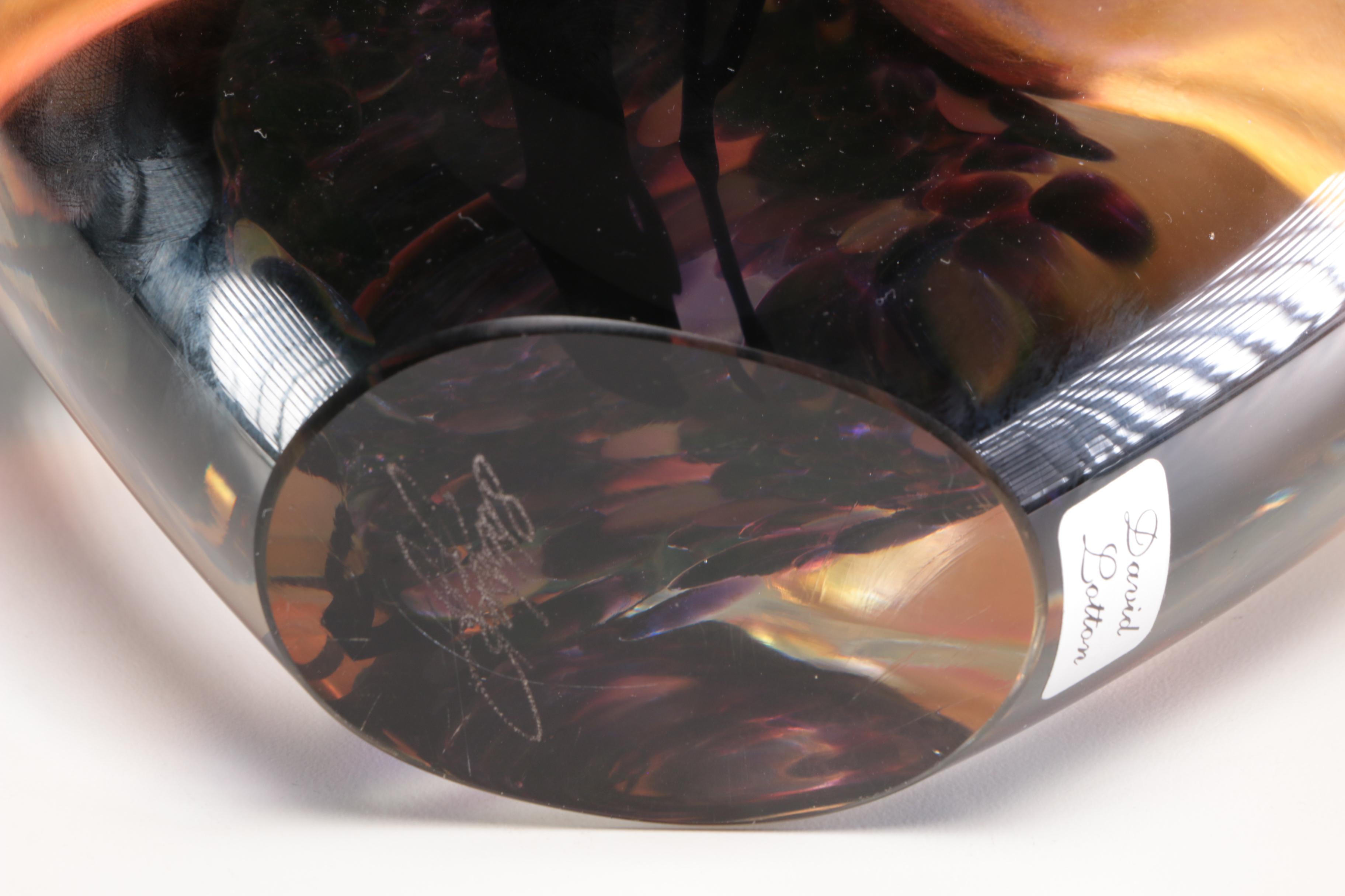 David Lotton Signed Hand-Blown Glass Sculpture Vase, Circa 1970s-1980s ...