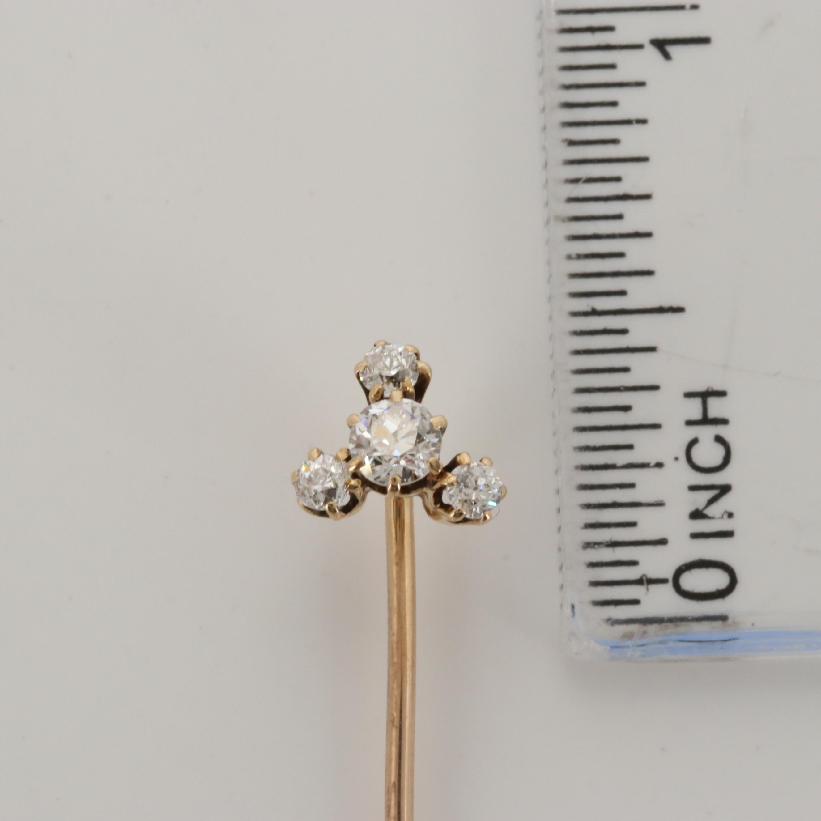 Vintage 14K Yellow Gold Diamond Stick Pin | EBTH