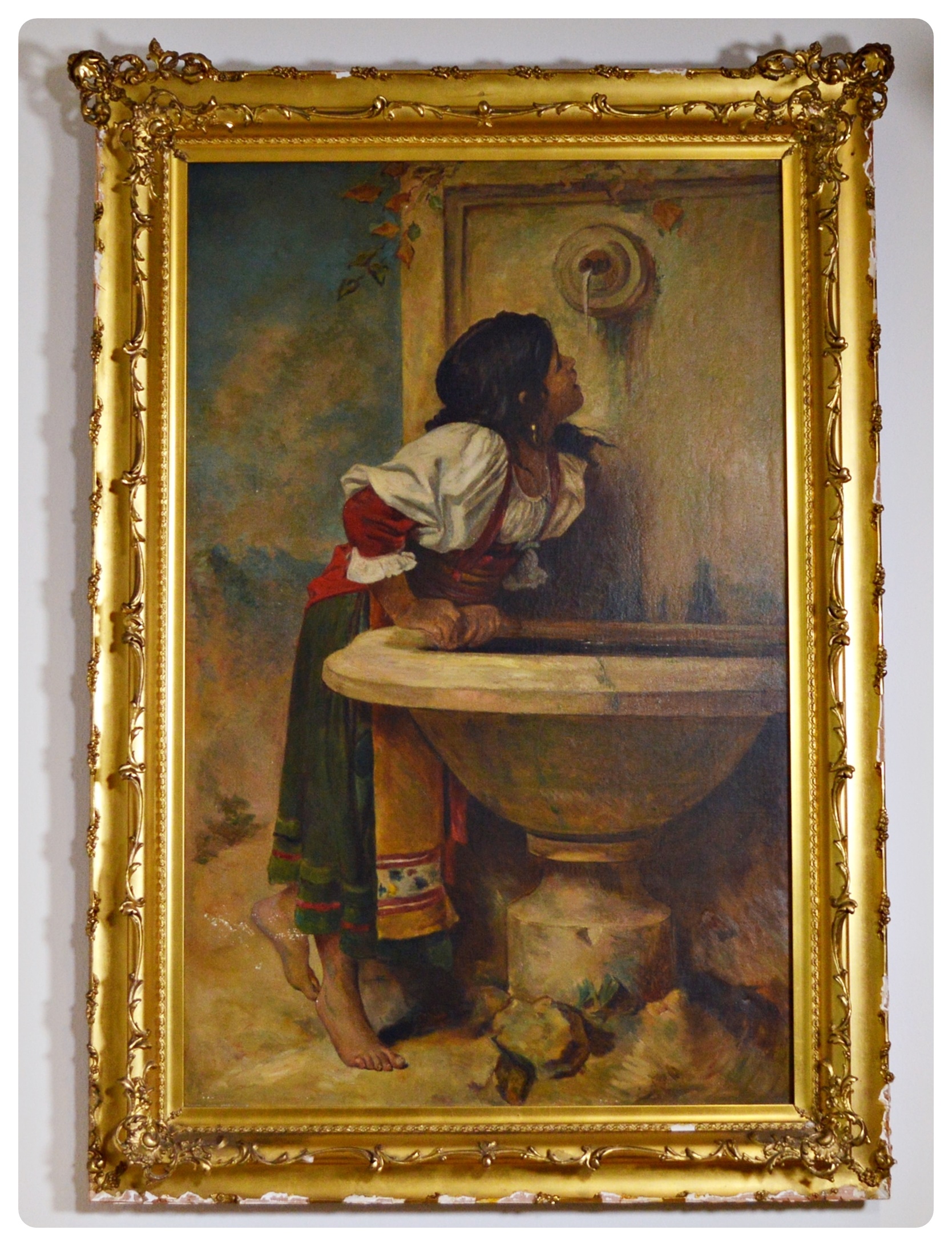 Mixed Media Painting after Léon Bonnat "Roman Girl at a Fountain" | EBTH