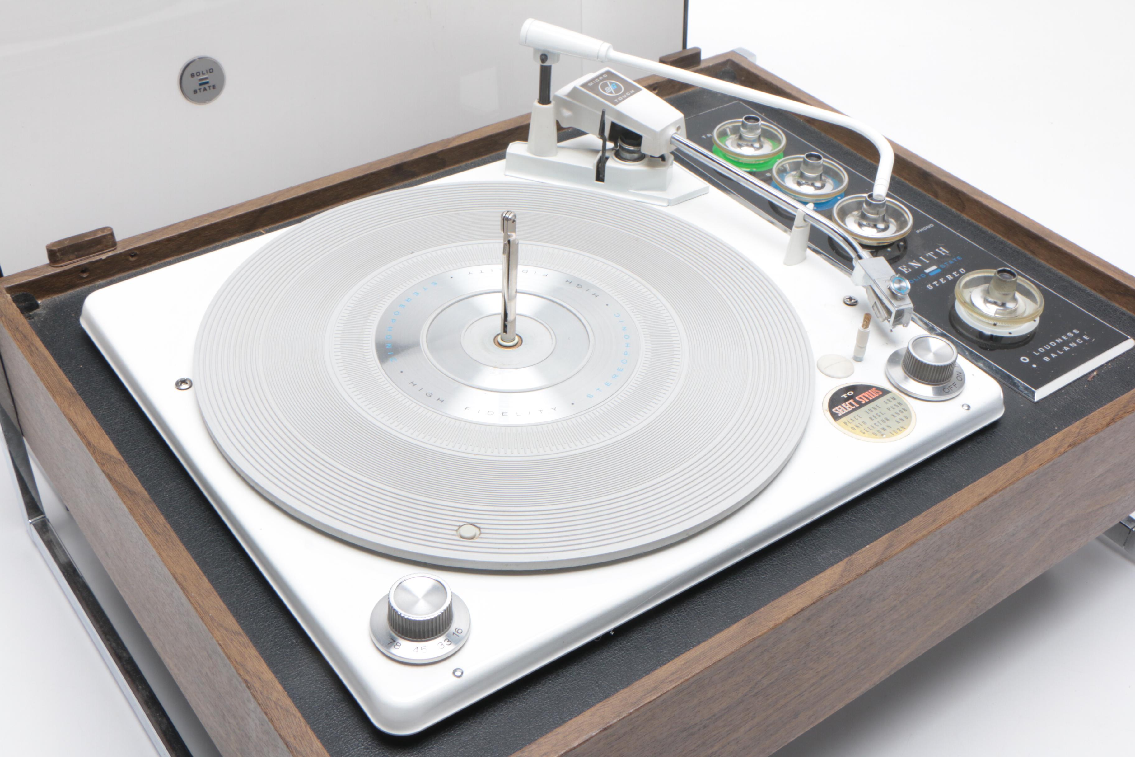 Zenith Solid State Record Player and Speakers, Mid to Late 20th Century ...