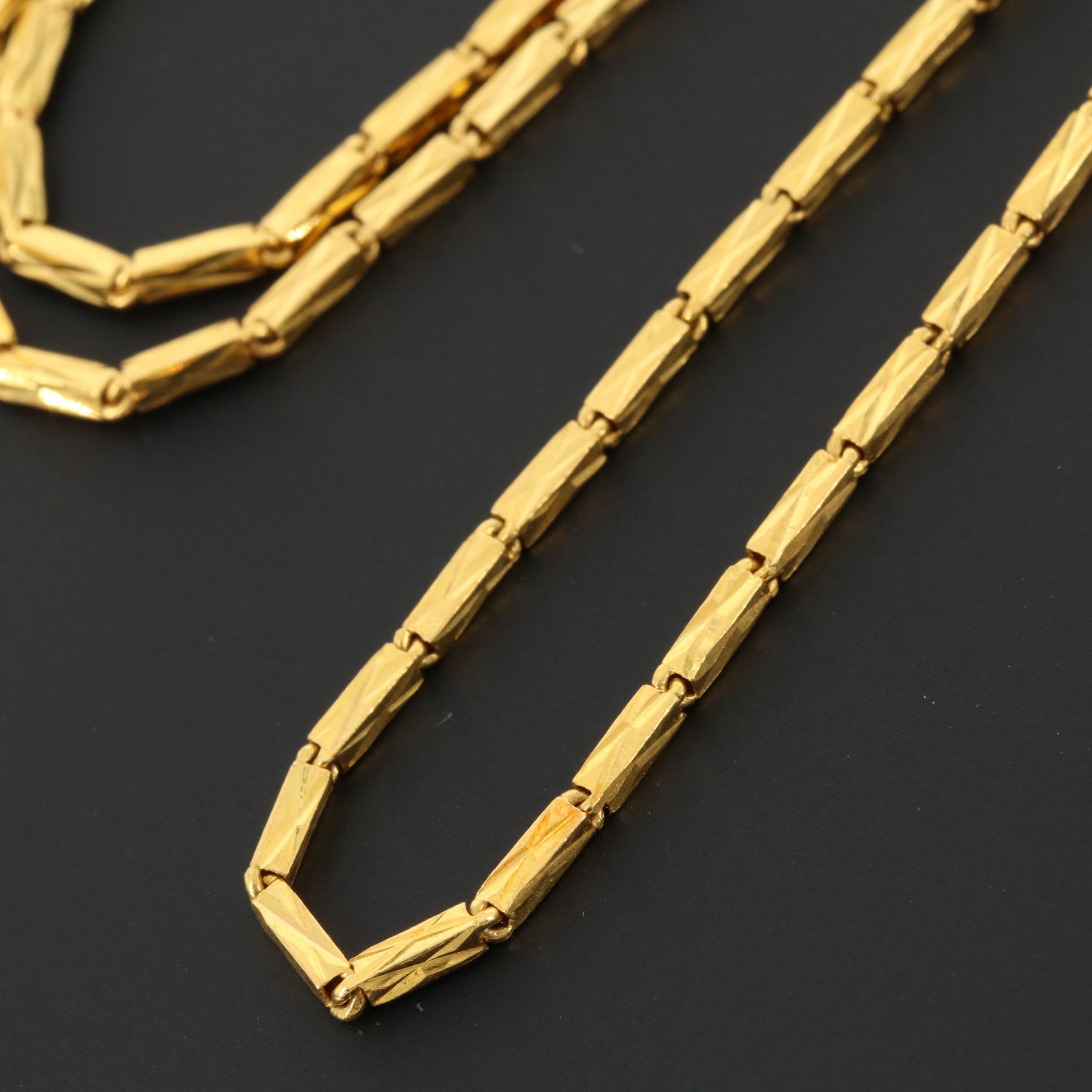Thai 22K Yellow Gold Baht Chain Necklace | EBTH