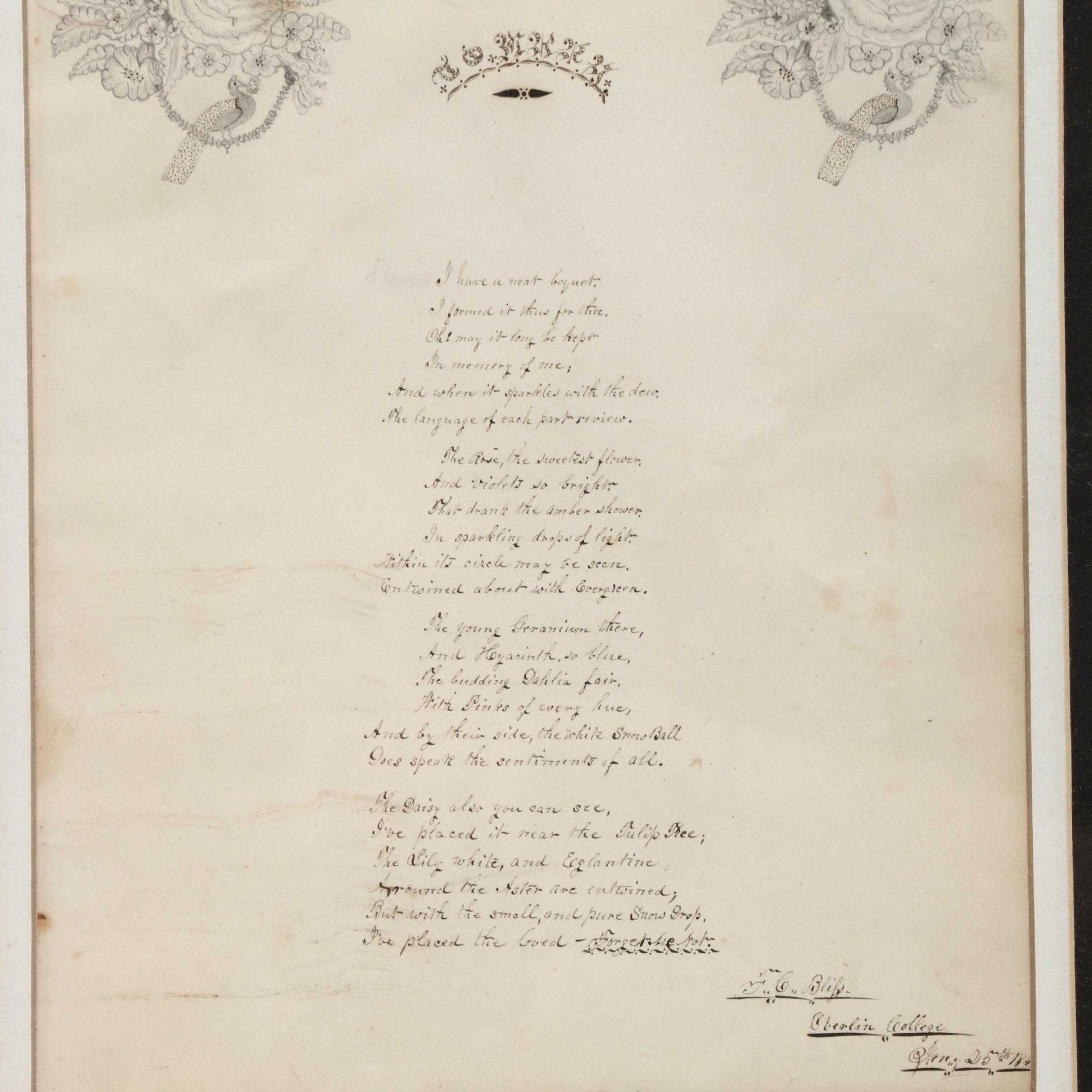 19th Century Handwritten Love Poem | EBTH