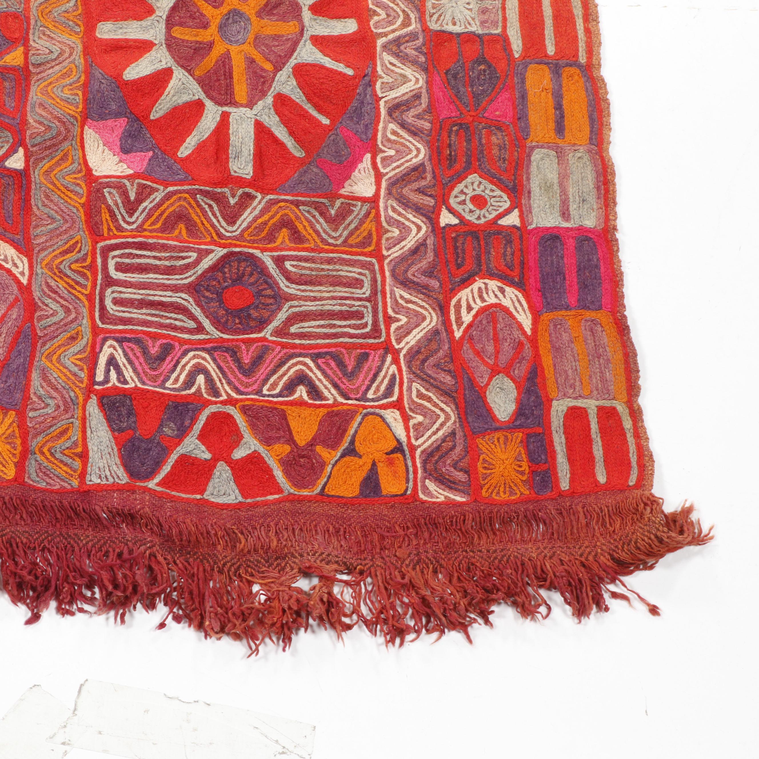 Handwoven Iraqi Arab Embroidered Blanket or Rug | EBTH