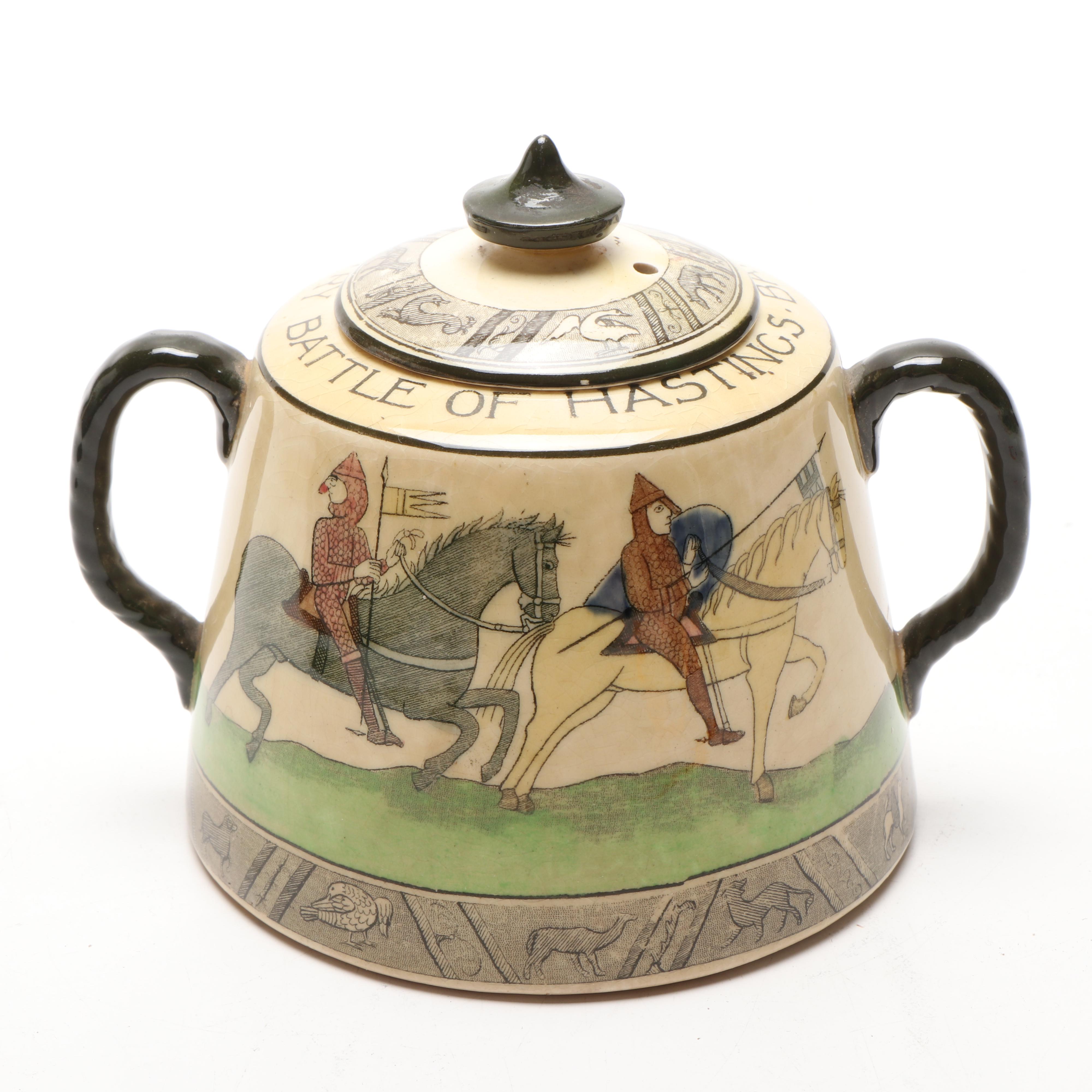 Royal Doulton "Bayeux Tapestry" Ceramic Covered Sugar Bowl | EBTH