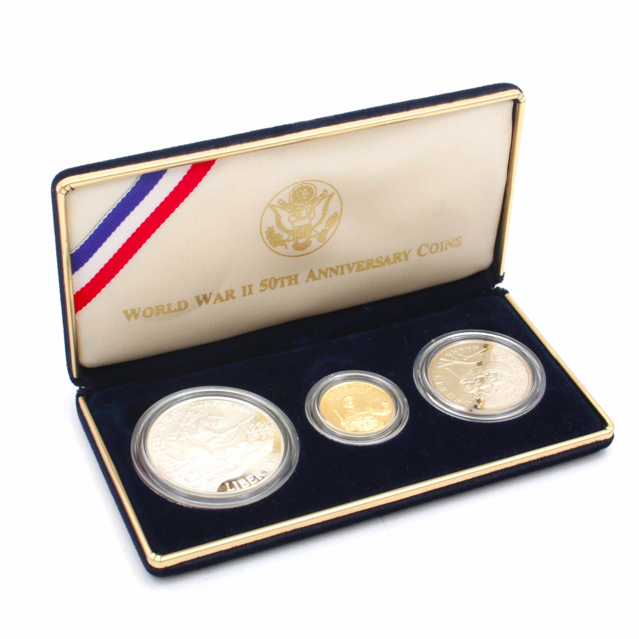1991-1995 World War II 50th Anniversary Commemorative Coin Proof Set | EBTH