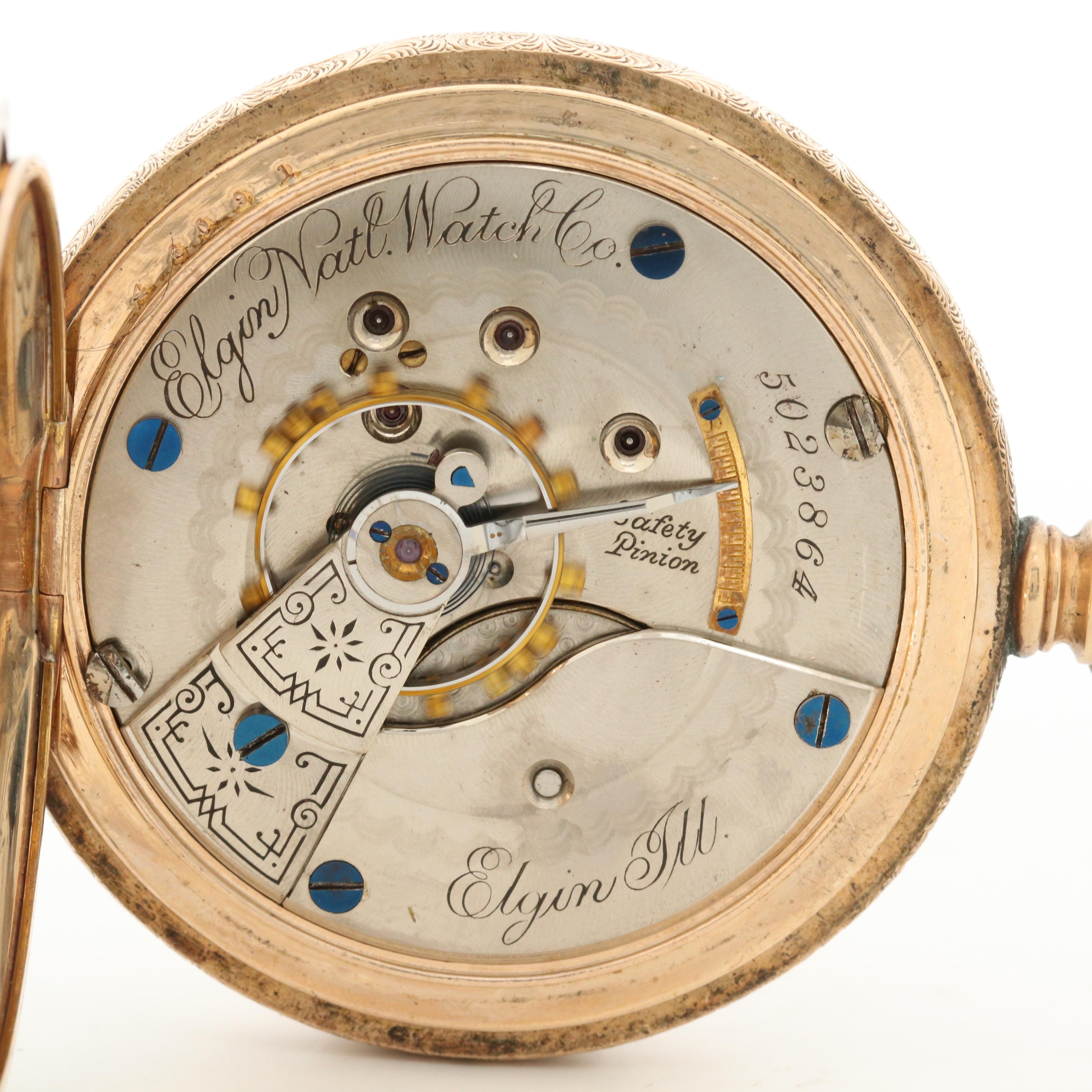 Elgin National Watch Company Gold Filled Hunting Case Pocket Watch ...