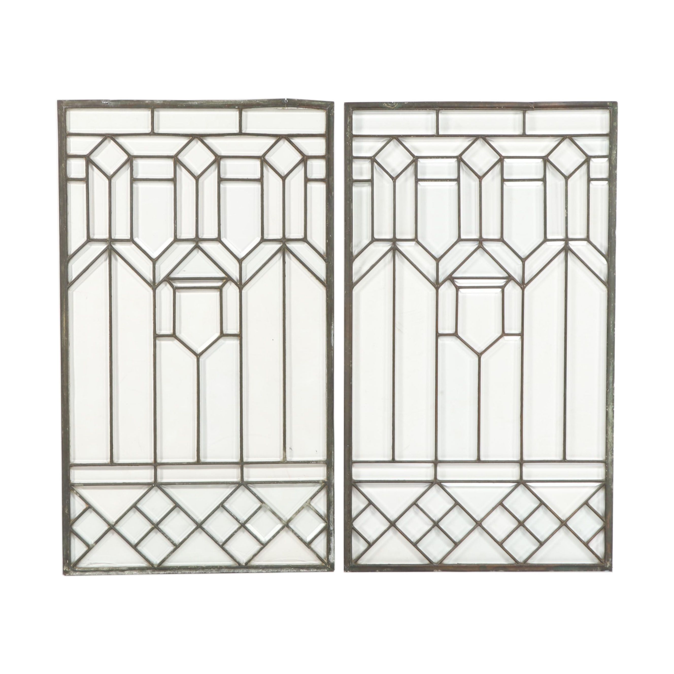 Tudor Style Mullion Beveled, Leaded Glass Window Panels | EBTH