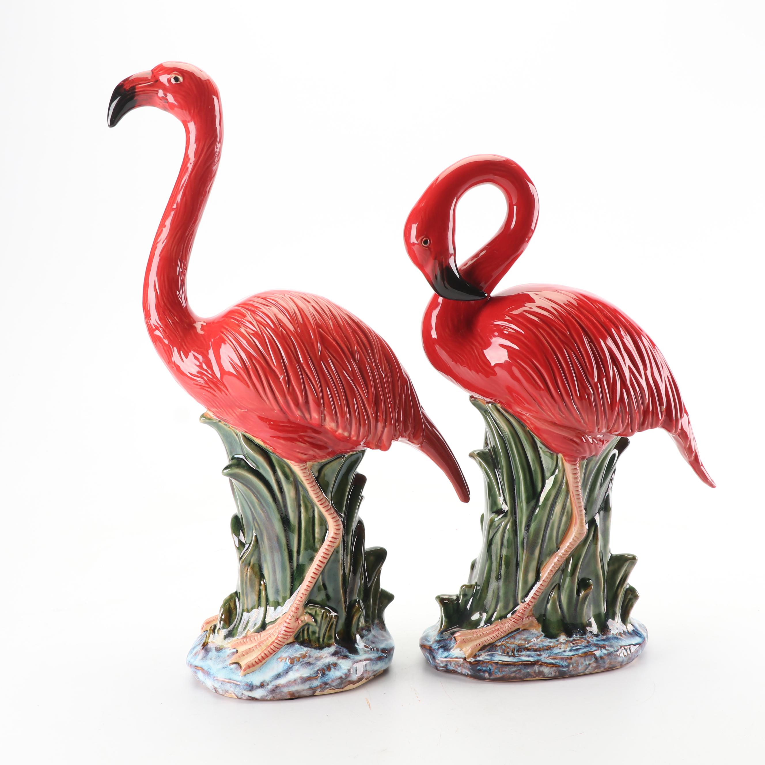Pair of Ceramic Flamingo Figurines | EBTH