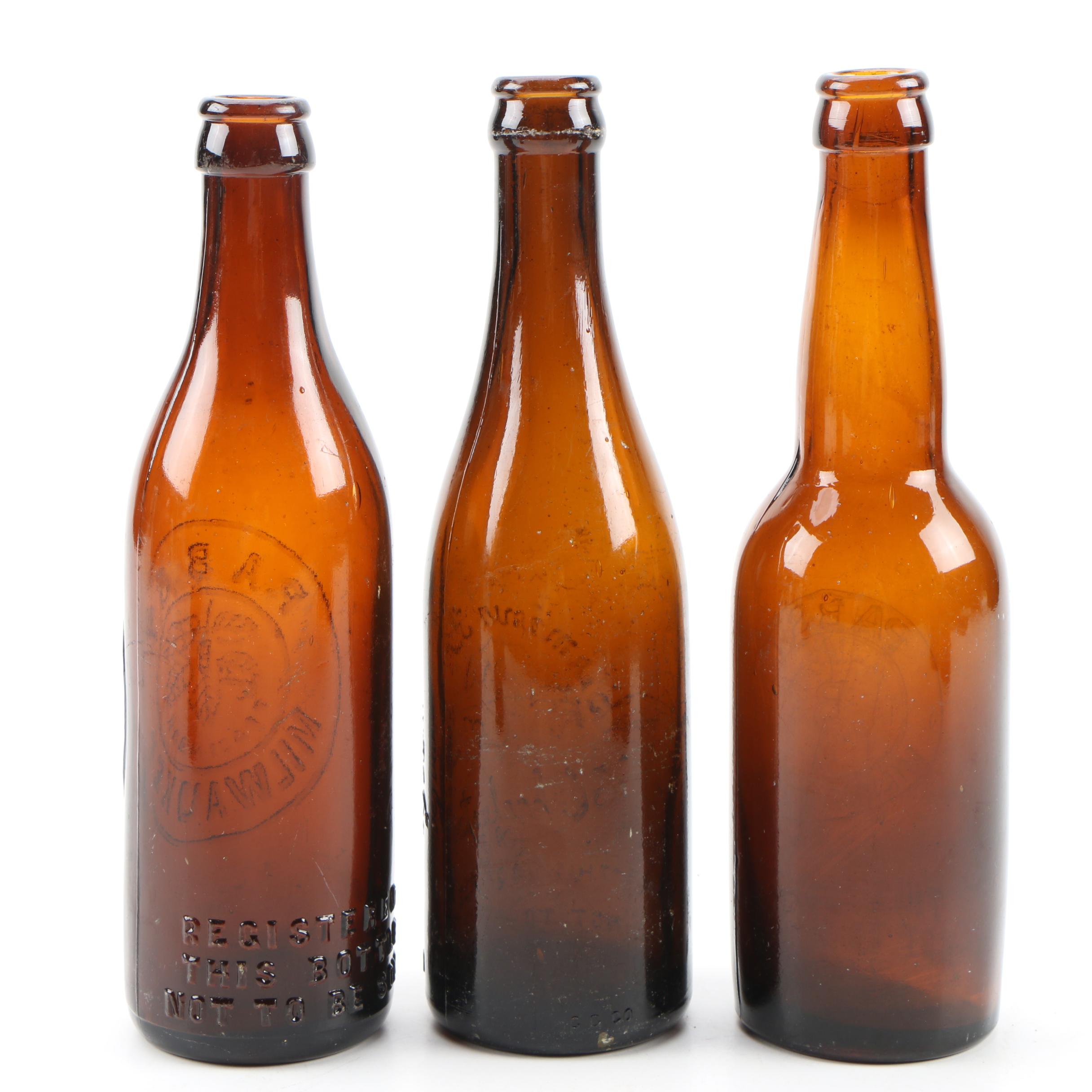Amber Glass Beer Bottles From East Coast Breweries, Antique | EBTH