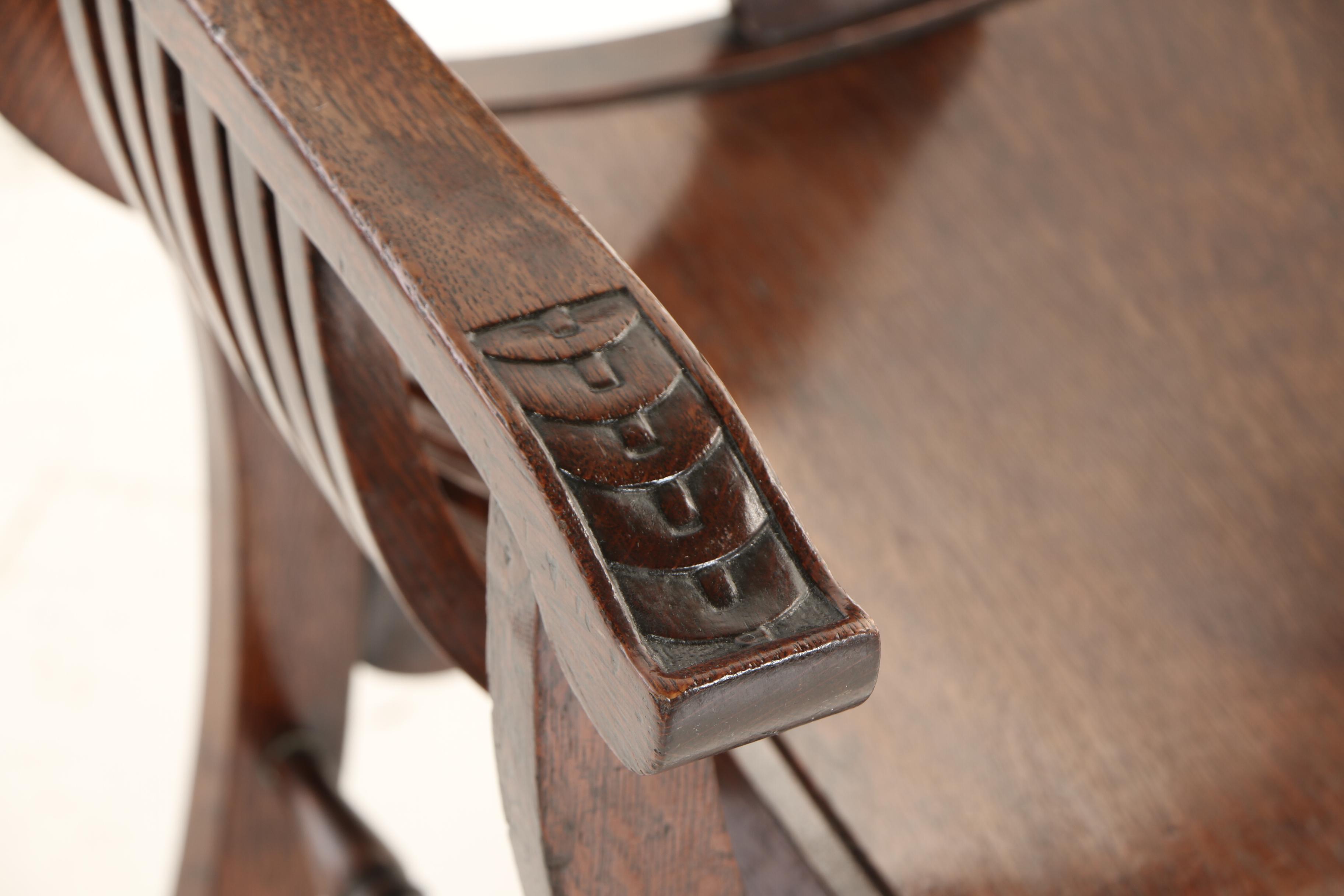 The Stomps Burkhardt Co., Late Victorian Carved Oak Savonarola Chair | EBTH