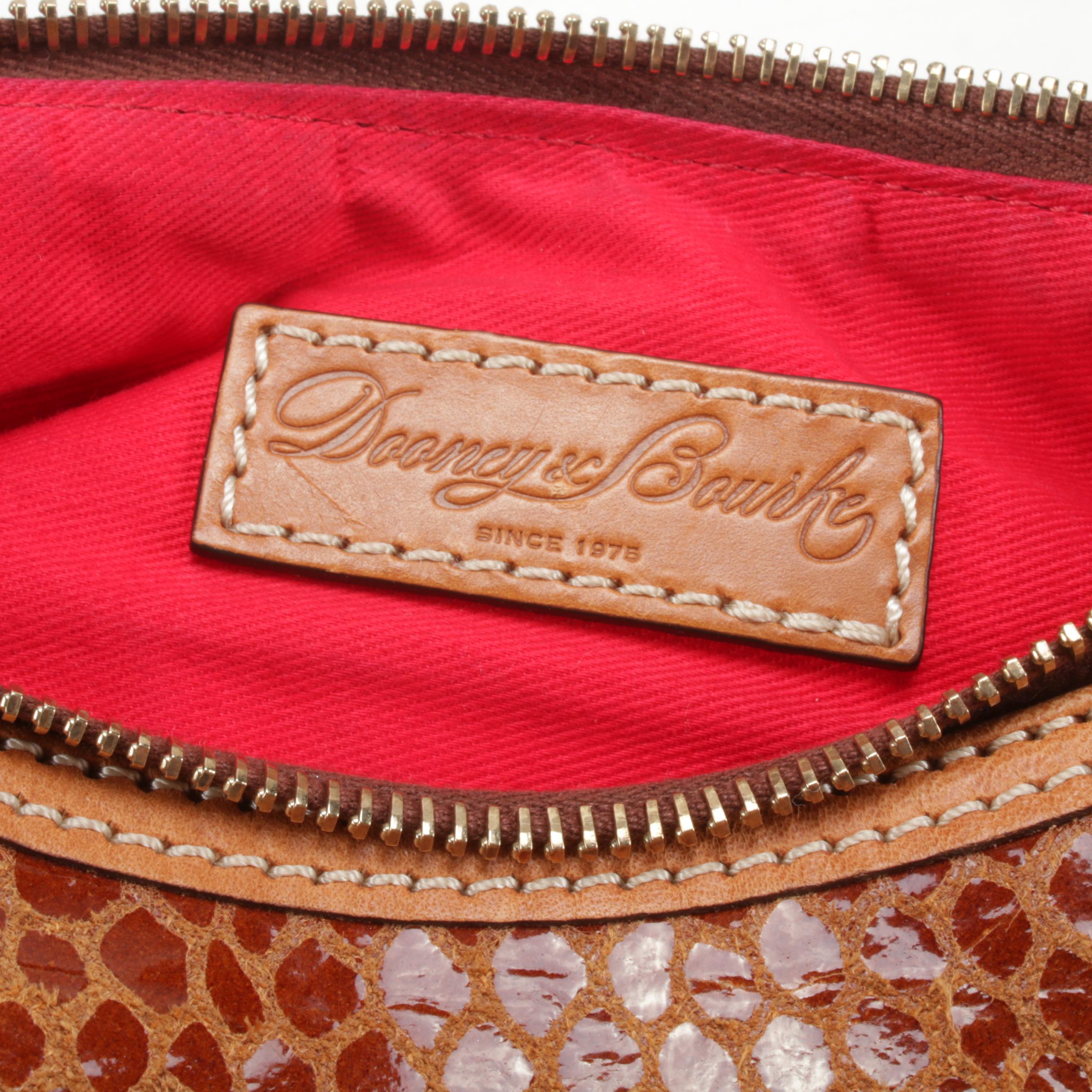 Dooney & Bourke Snake Print Tan Leather Hobo Shoulder Bag | EBTH