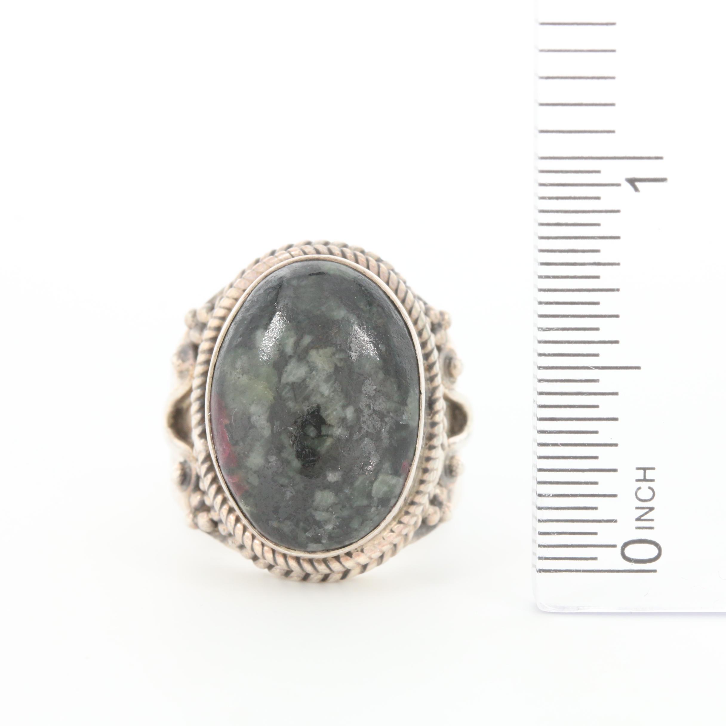 Sterling Silver Coral and Jasper Rings | EBTH