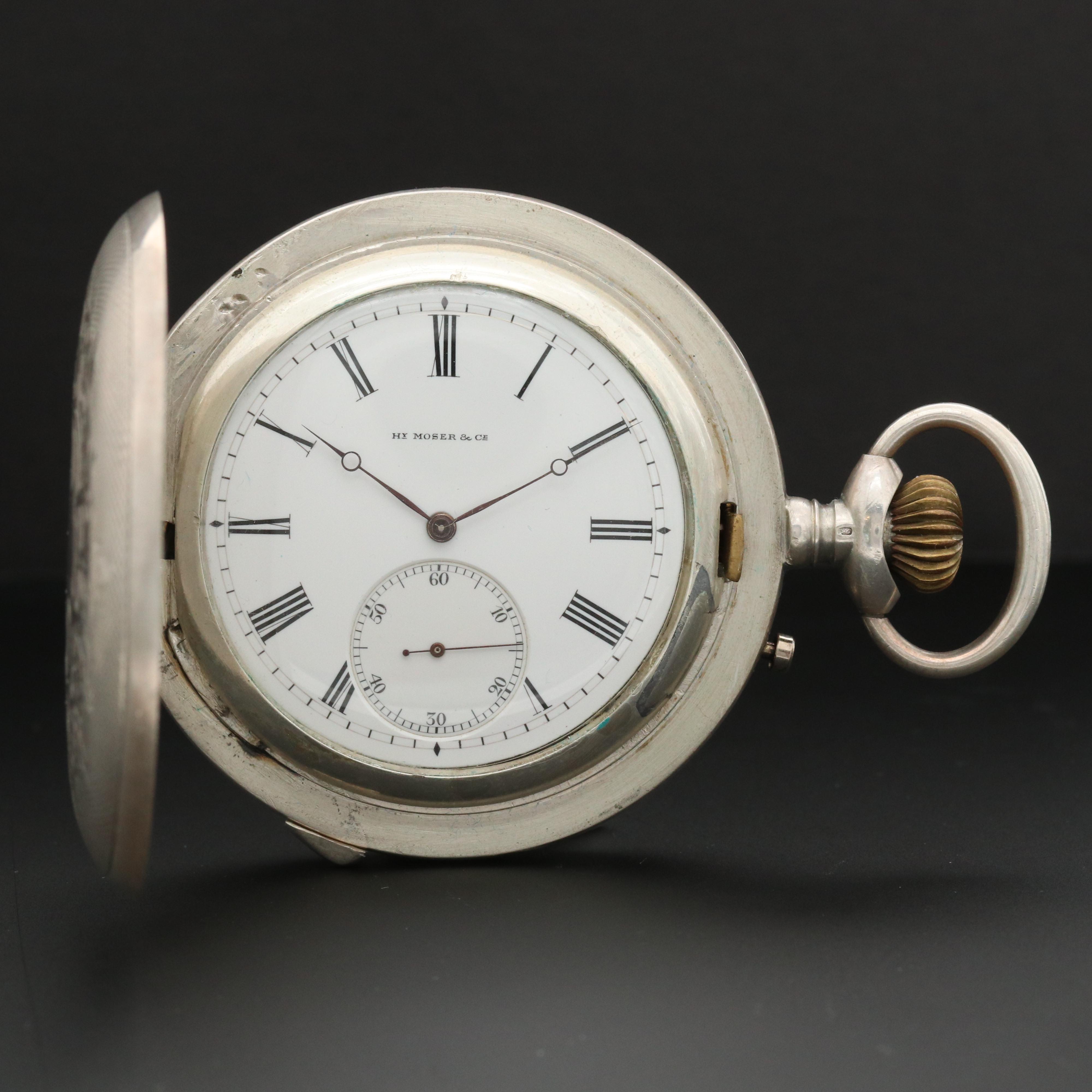 HY Moser & CE, Russian Silver Hunter Case Quarter Repeater Pocket Watch ...