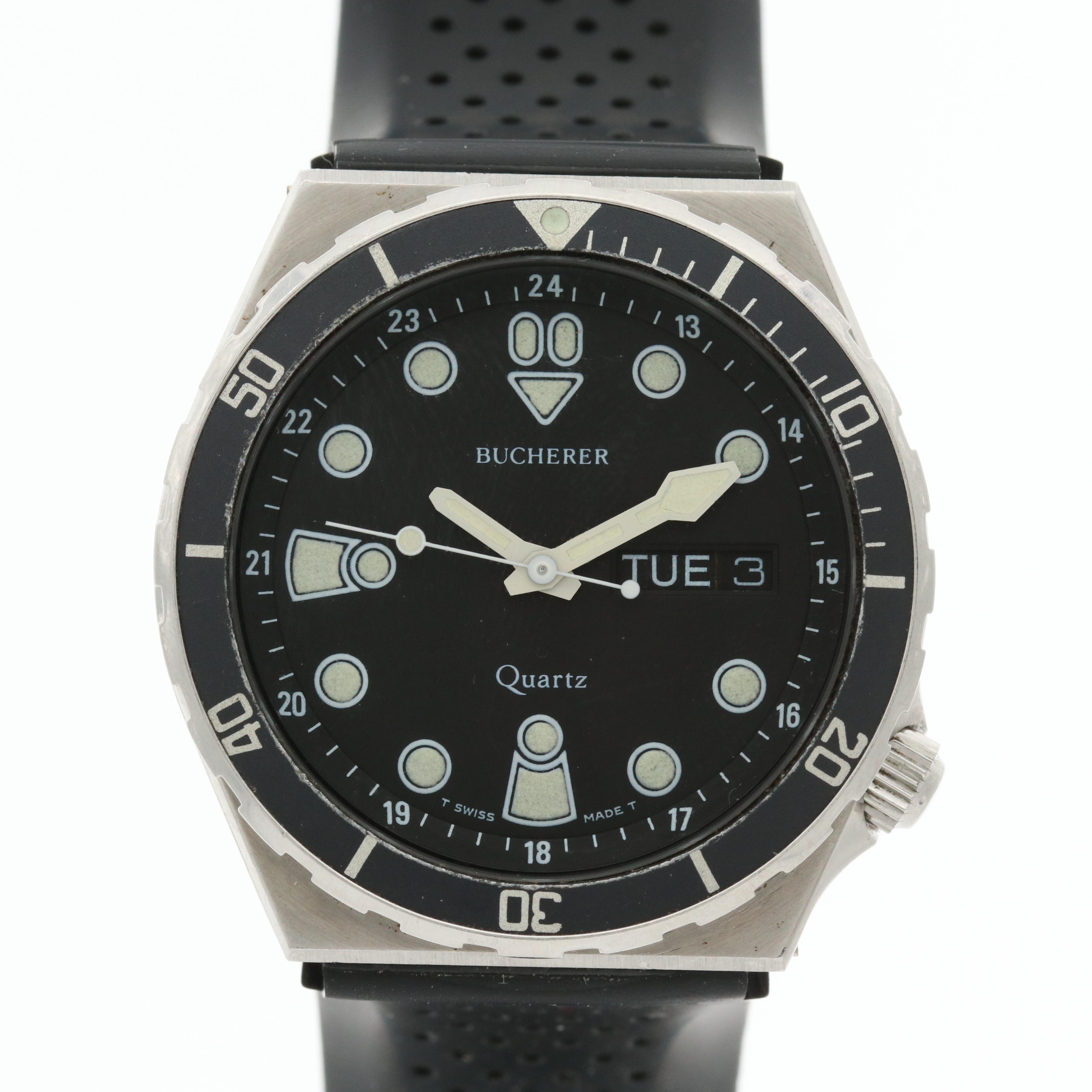 Vintage Bucherer Stainless Steel Quartz Dive Watch | EBTH